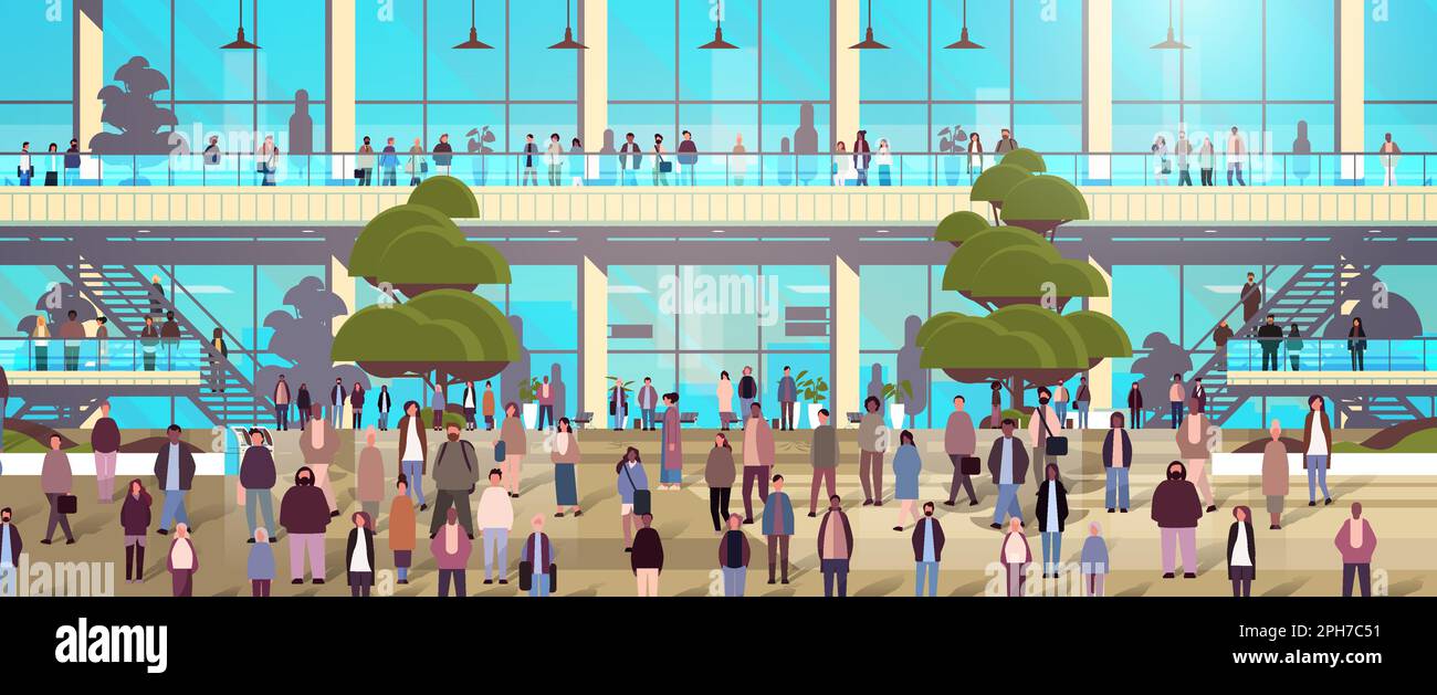 multiethnic people group walking outdoor mix race men women crowd in ...