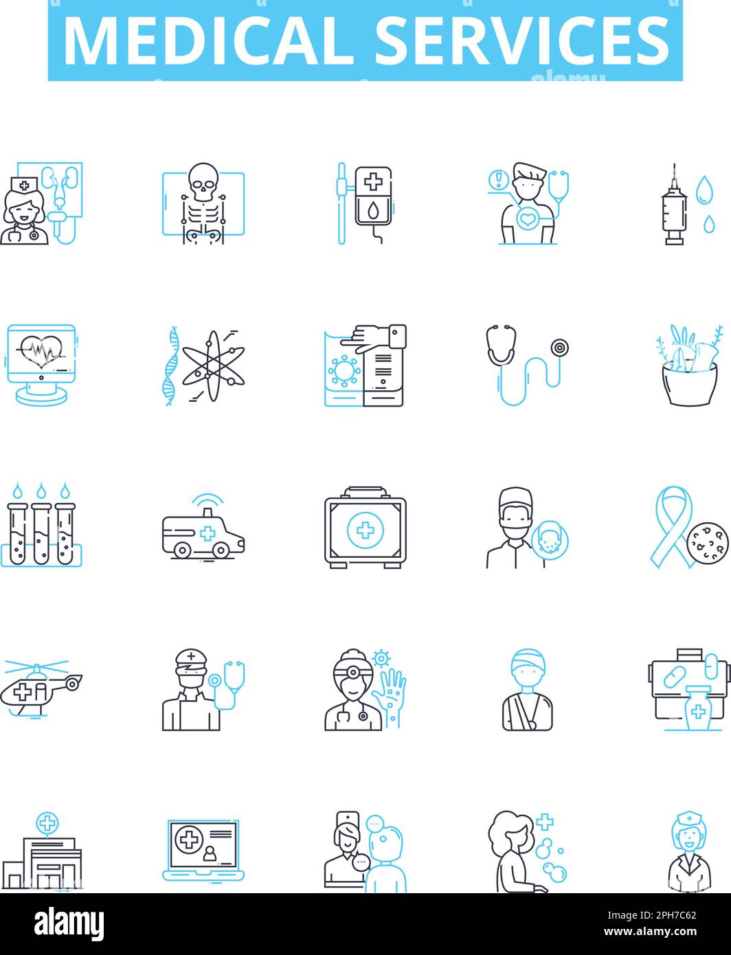 Medical services vector line icons set. Medicine, Health, Treatment ...
