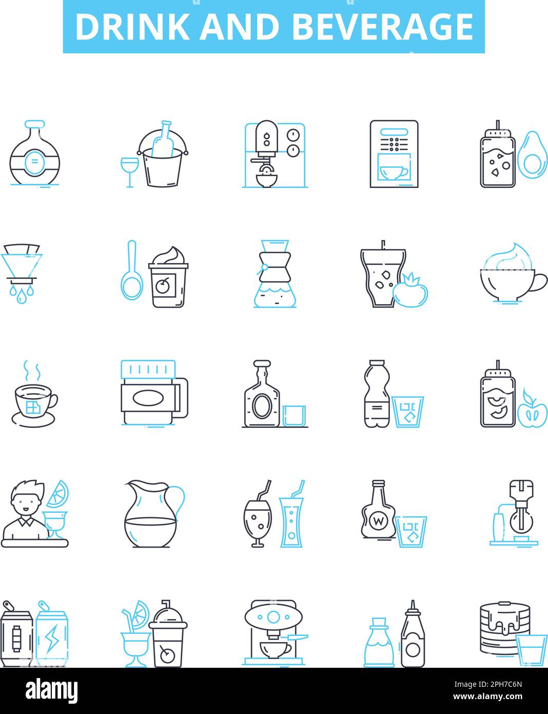 Drink and beverage vector line icons set. Drink, Beverage, Juice ...