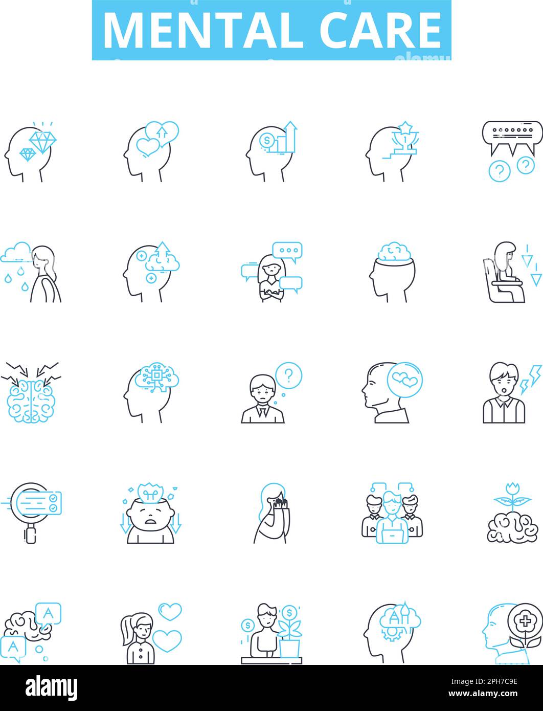 Mental care vector line icons set. Mental, care, therapy, health ...
