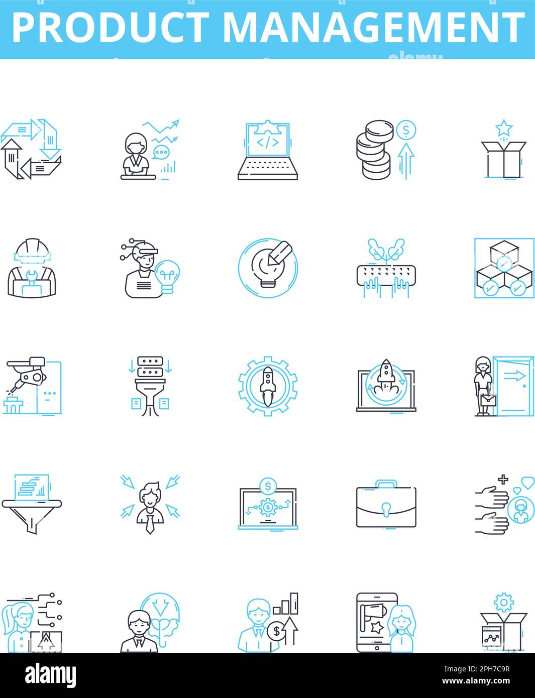 Product management vector line icons set. Product, Management, Planning ...