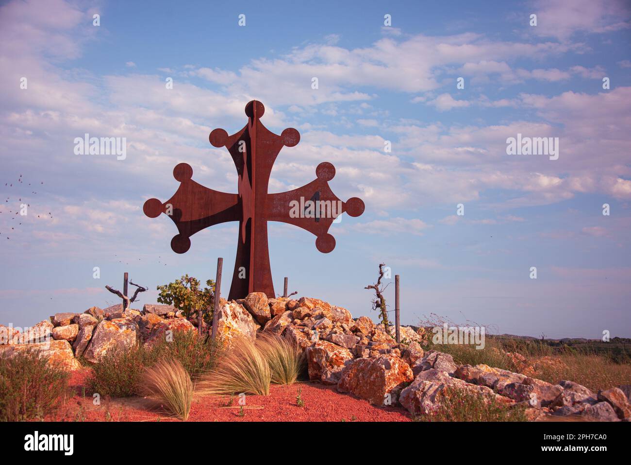 An Occitan cross at a roundabout near the city of Narbonne. This symbol ...