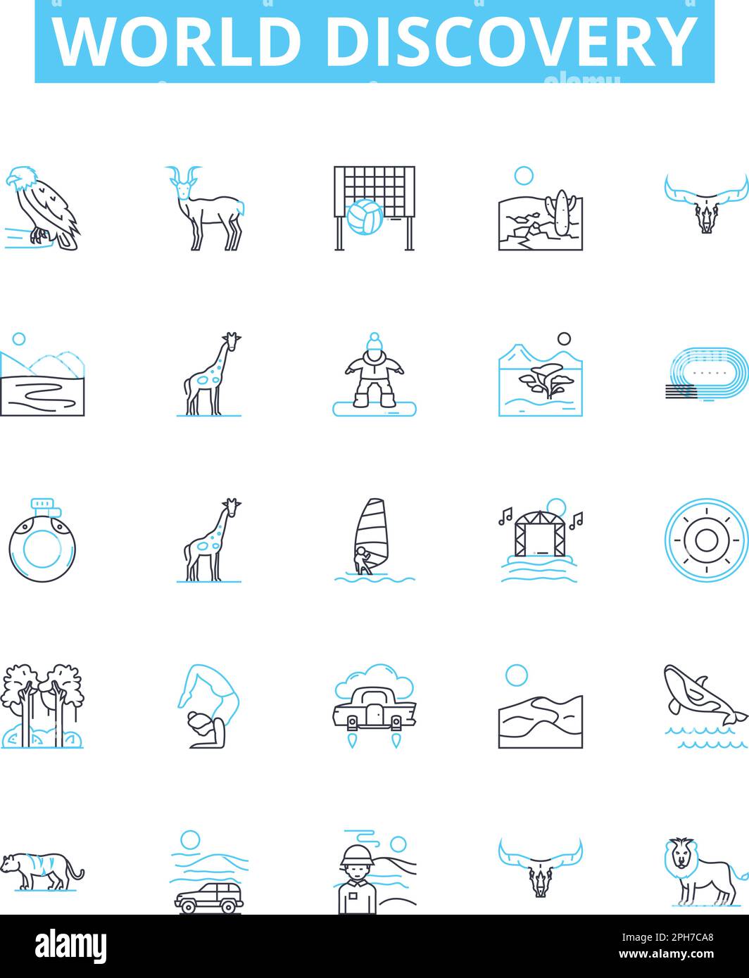 World Discovery Vector Line Icons Set Exploration Expedition Navigation Identifying Mapping
