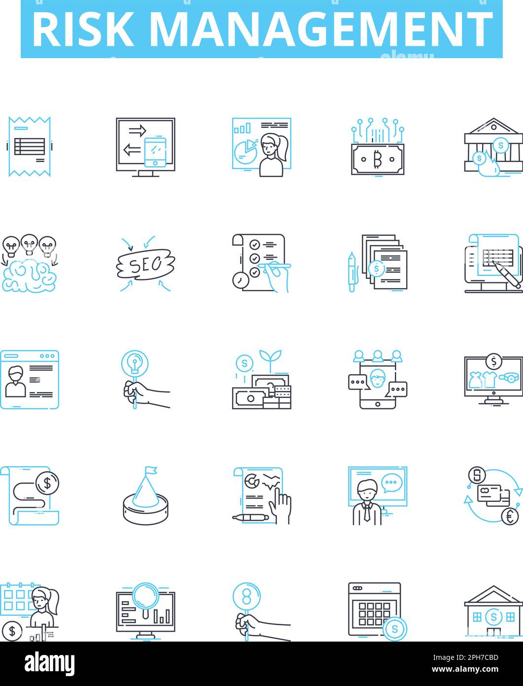Risk Management Vector Line Icons Set Risk Management Assess Analyze Avoid Control