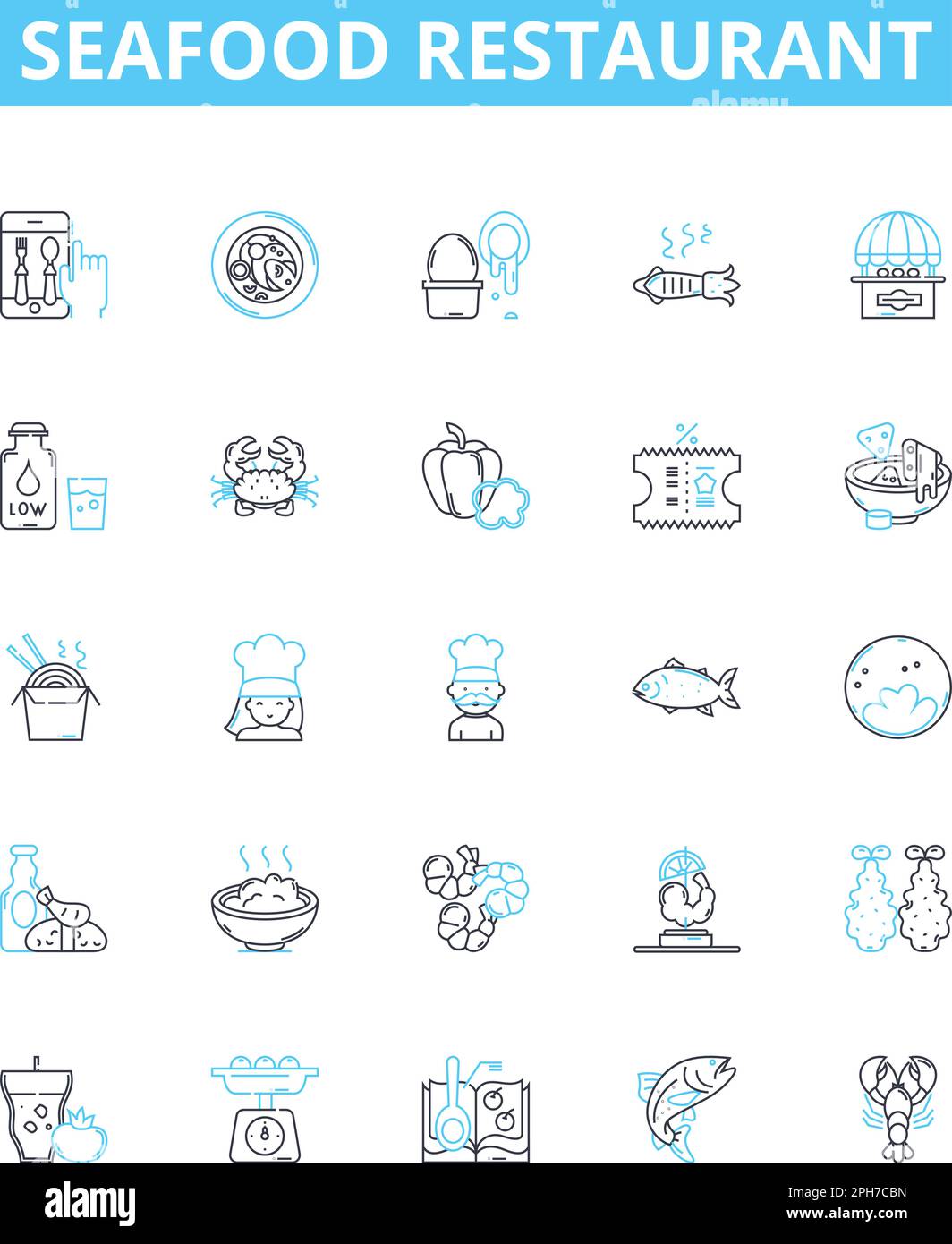 Seafood restaurant vector line icons set. Seafood, Restaurant, Fish ...