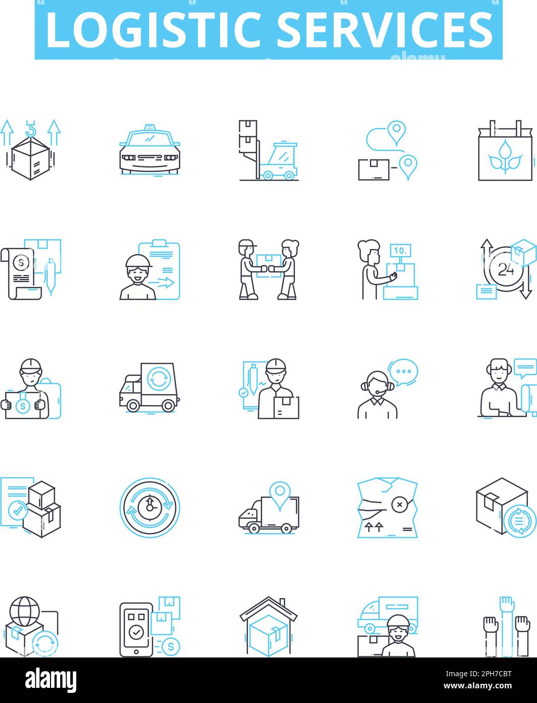 Logistic services vector line icons set. Logistics, Services, Delivery, Shipping, Freight ...