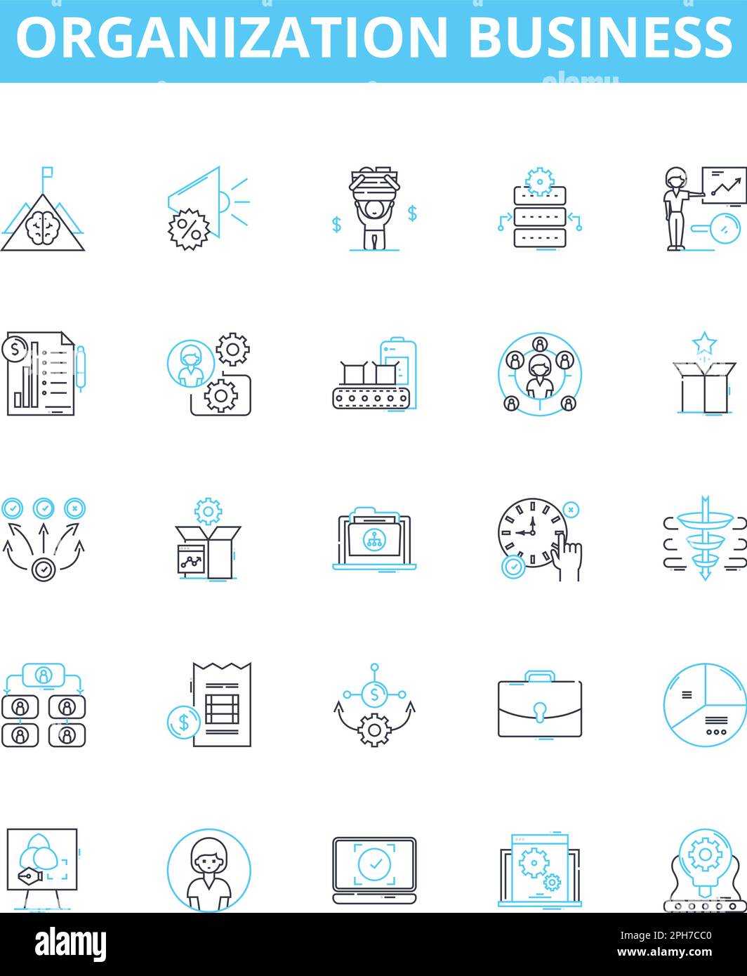 Organization business vector line icons set. Company, Management ... Organization business vector line icons set. Company, Management ...
