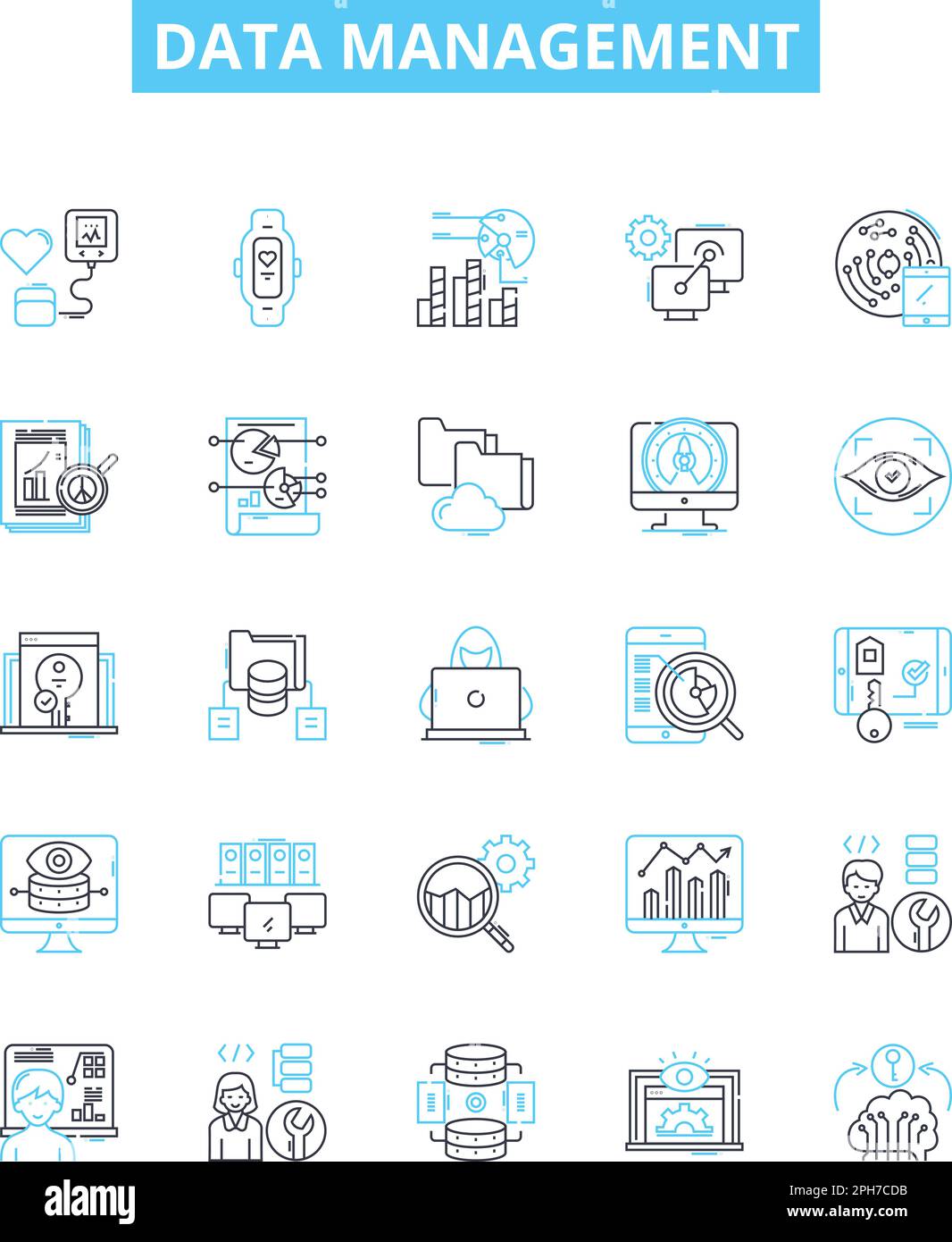 Data Management Vector Line Icons Set Data Management Storage Organization Retrieval