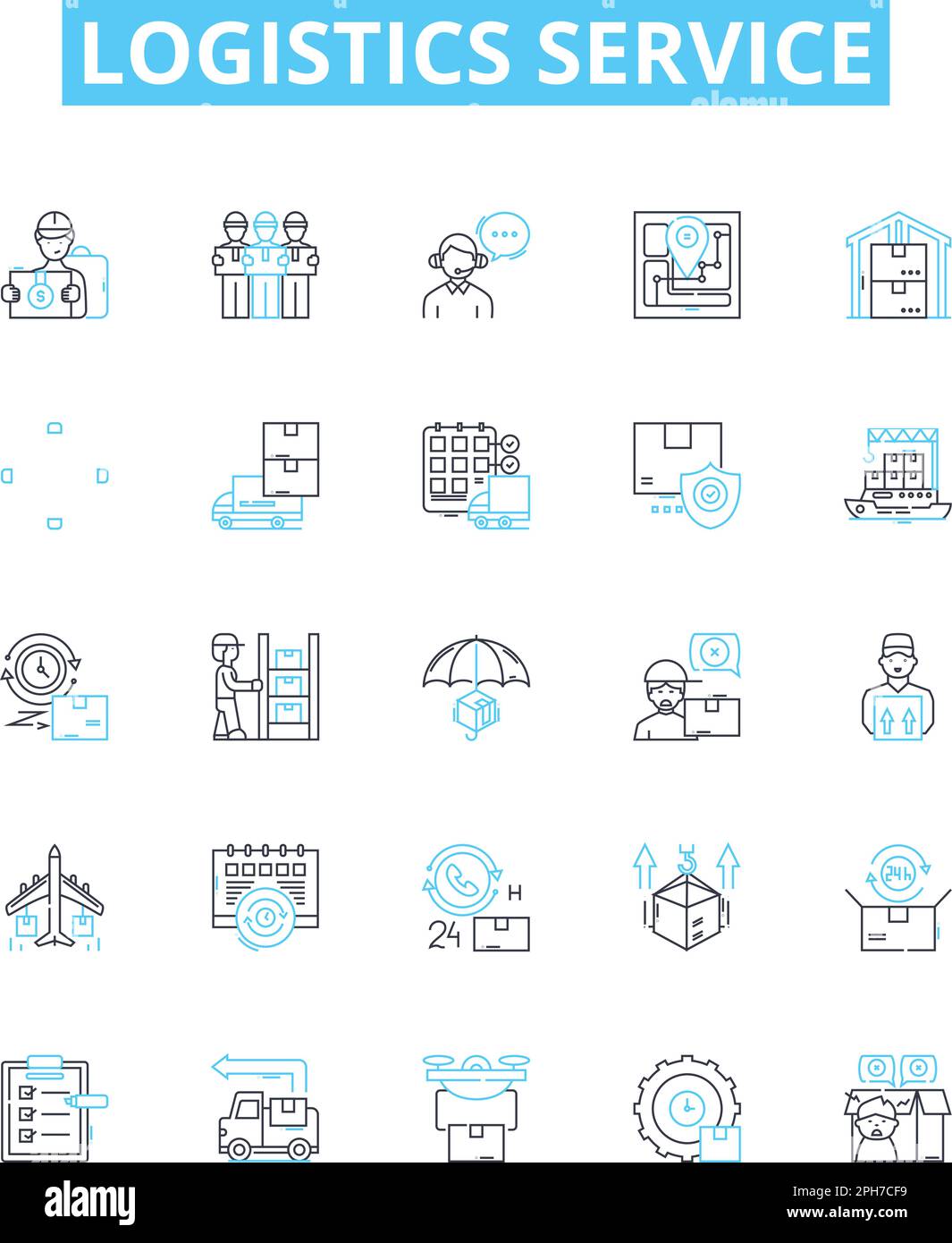 Logistics service vector line icons set. Logistics, Service, Delivery, Shipping, Transport ...