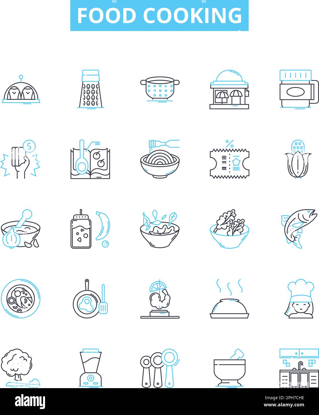 Food cooking vector line icons set. Baking, Roasting, Grilling, Boiling ...