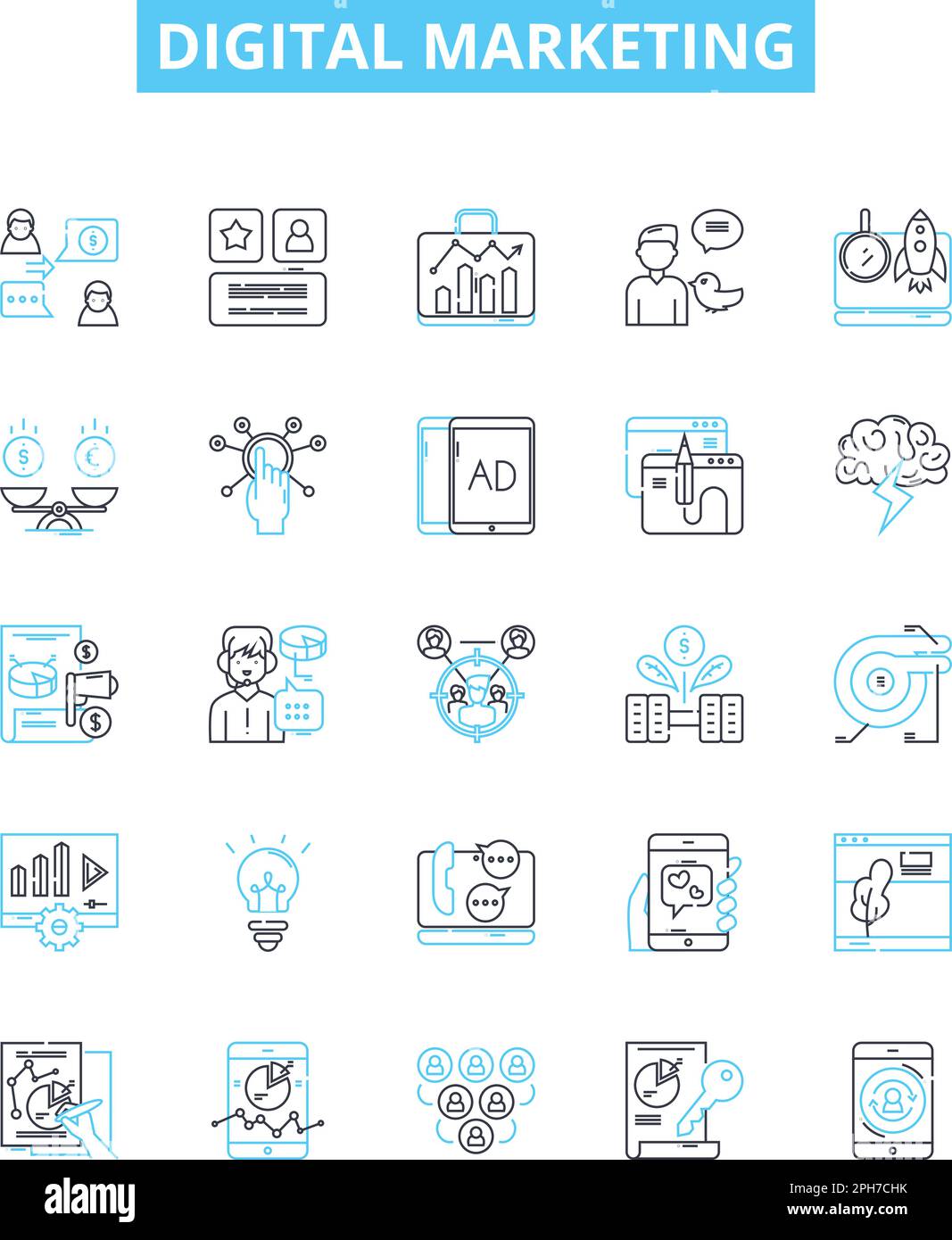 Digital marketing vector line icons set. Digital, Marketing, SEO, PPC ...