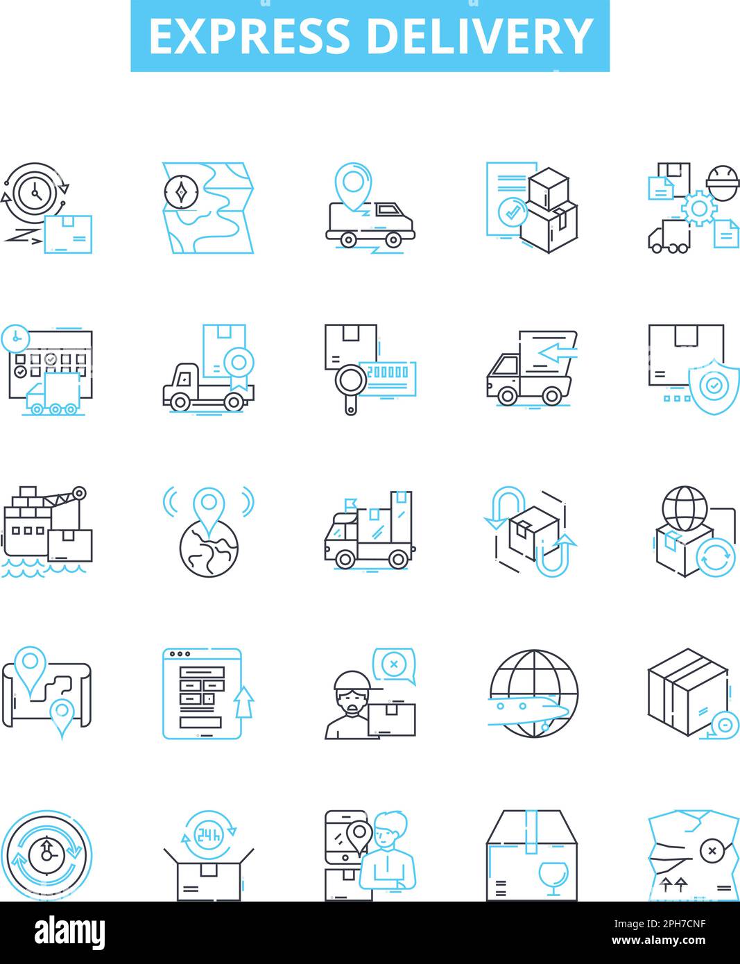 Express delivery vector line icons set. Express, Delivery, Rush, Quick ...
