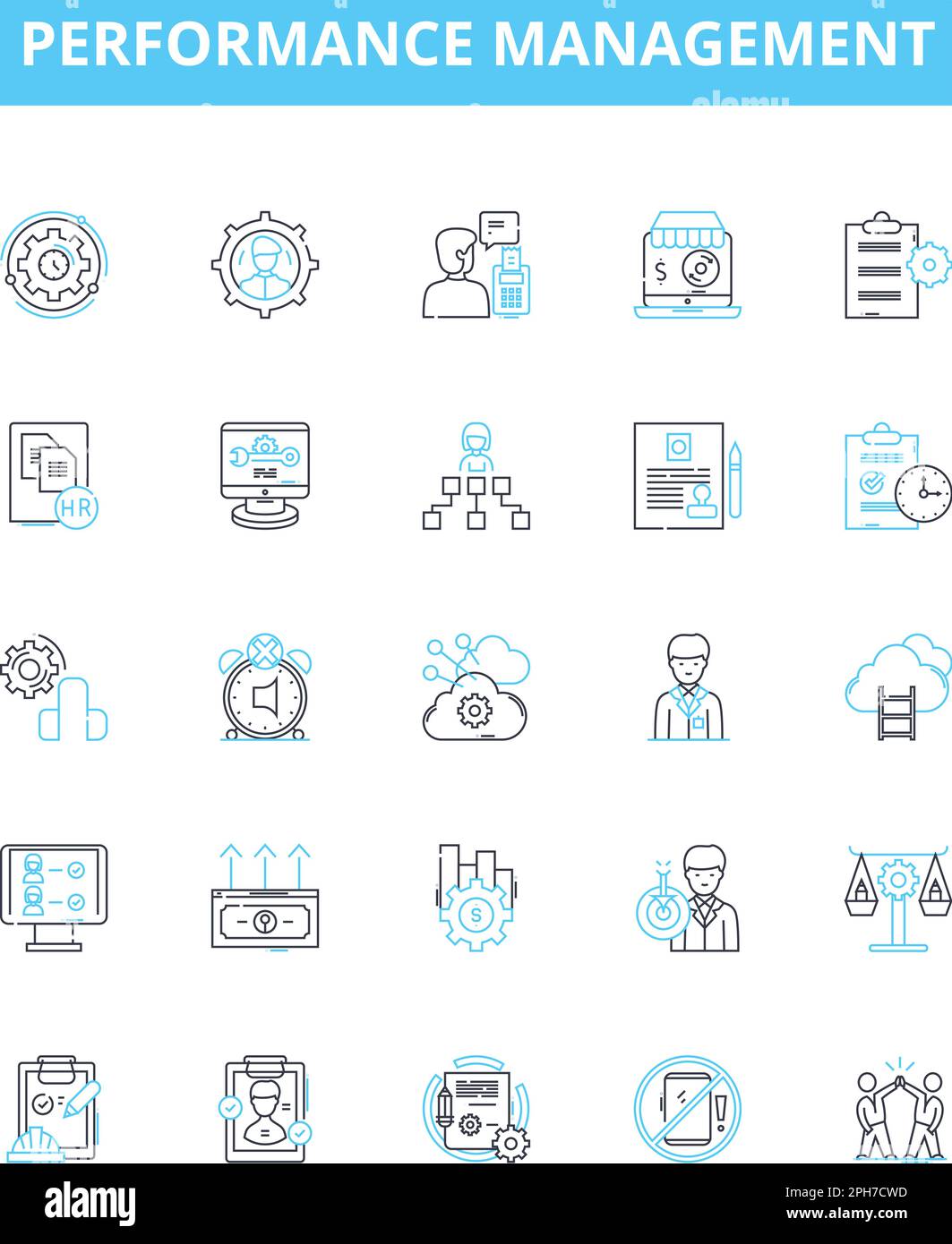 Performance Management Vector Line Icons Set Performance Management Assessment Appraisal