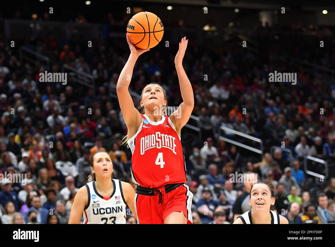 March 25, 2023: Ohio State Buckeyes guard Jacy Sheldon (4) shoots ...