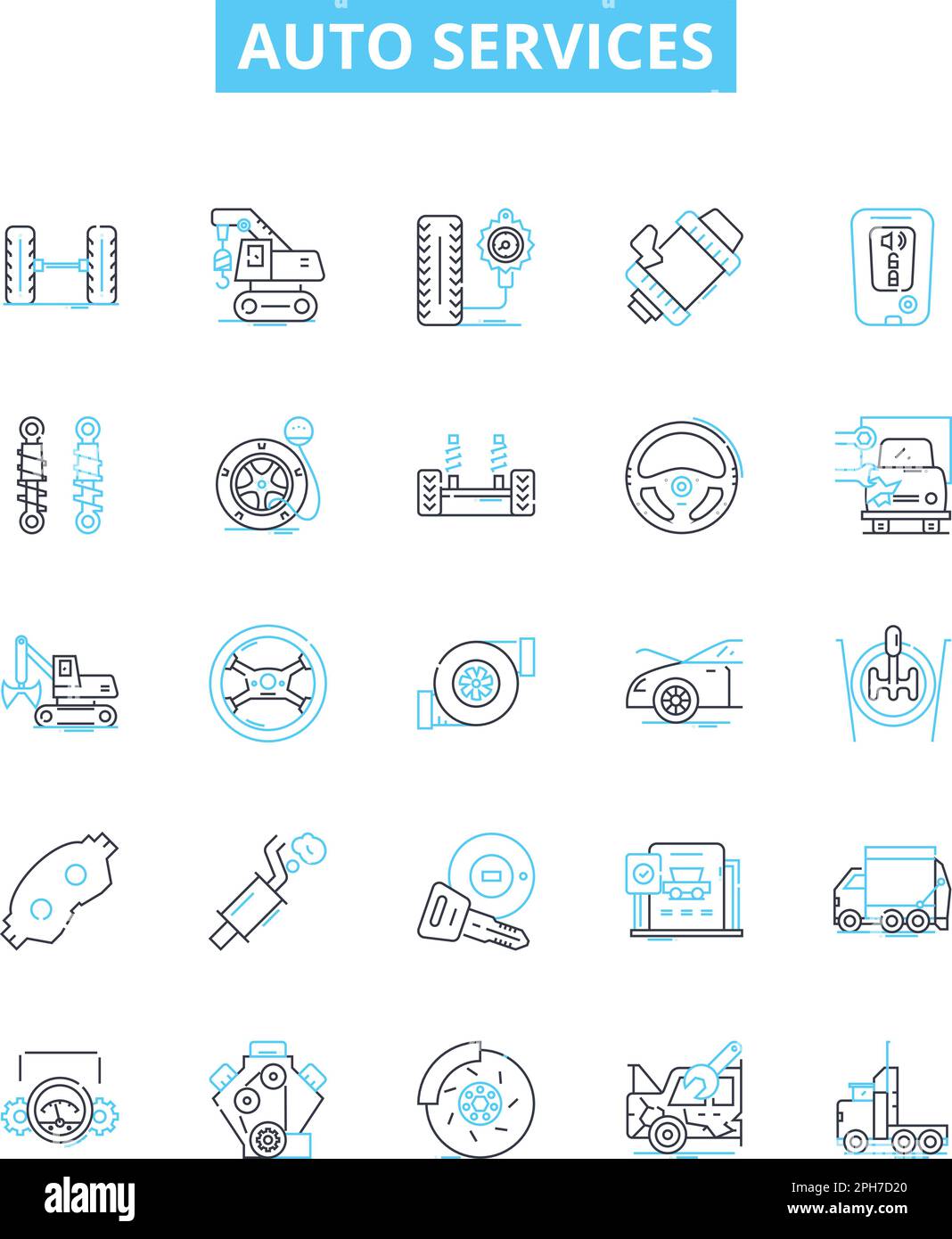 Auto services vector line icons set. Repair, Service, Tune-up, Parts ...