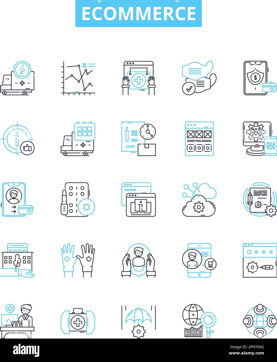 Ecommerce vector line icons set. Shopping, Online, Marketplace, Retail, Payment, Storefront ...