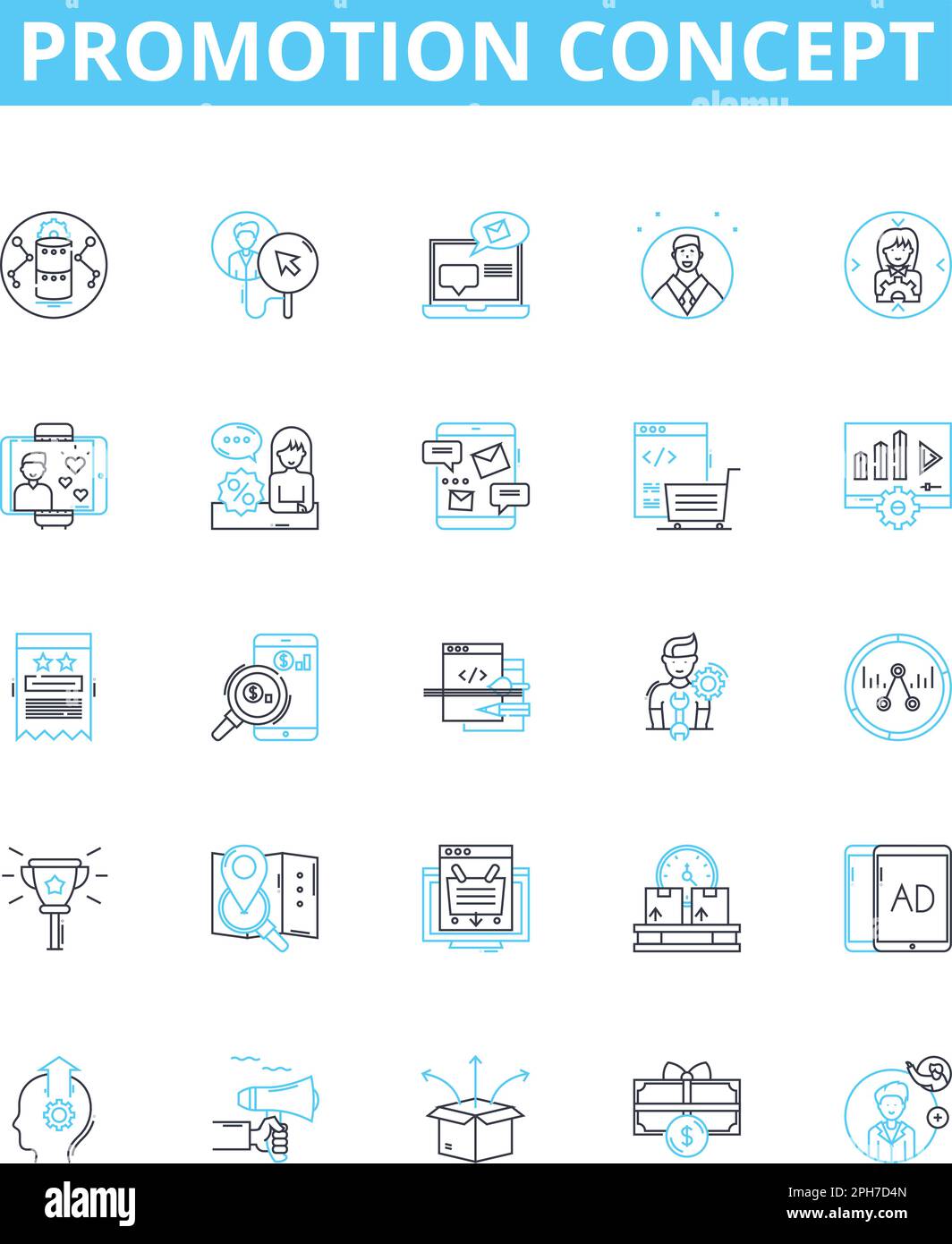 Promotion concept vector line icons set. Advertising, Marketing ...