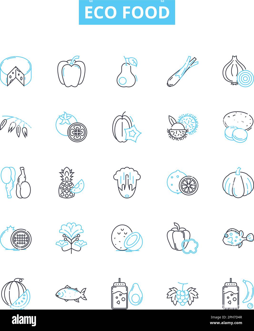 Eco food vector line icons set. Organic, Natural, Sustainable, Local ...