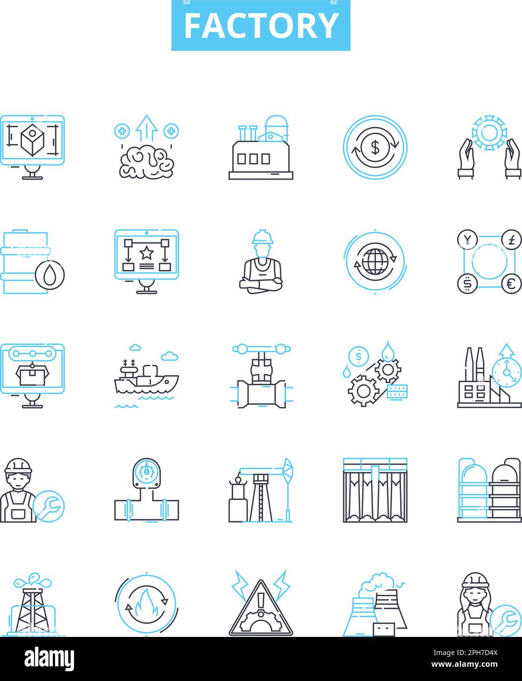 Factory vector line icons set. Factory, Manufacturing, Plant ...