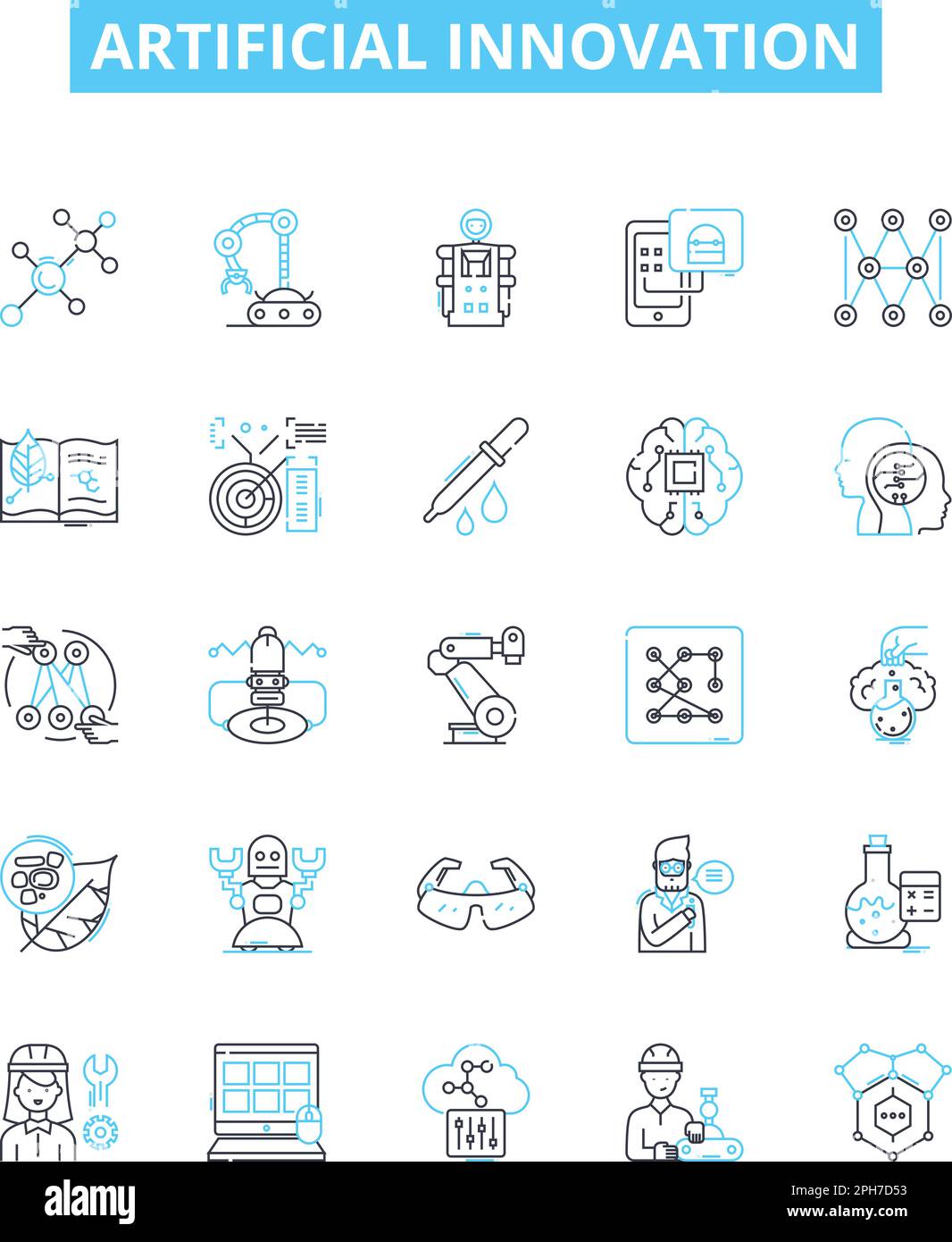 Artificial innovation vector line icons set. AI, Robotics, Automation ... Artificial innovation vector line icons set. AI, Robotics, Automation ...