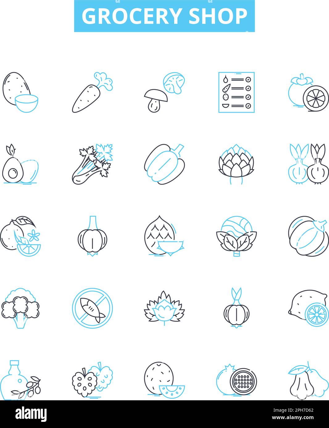 Grocery shop vector line icons set. Grocer, Market, Store, Produce ...