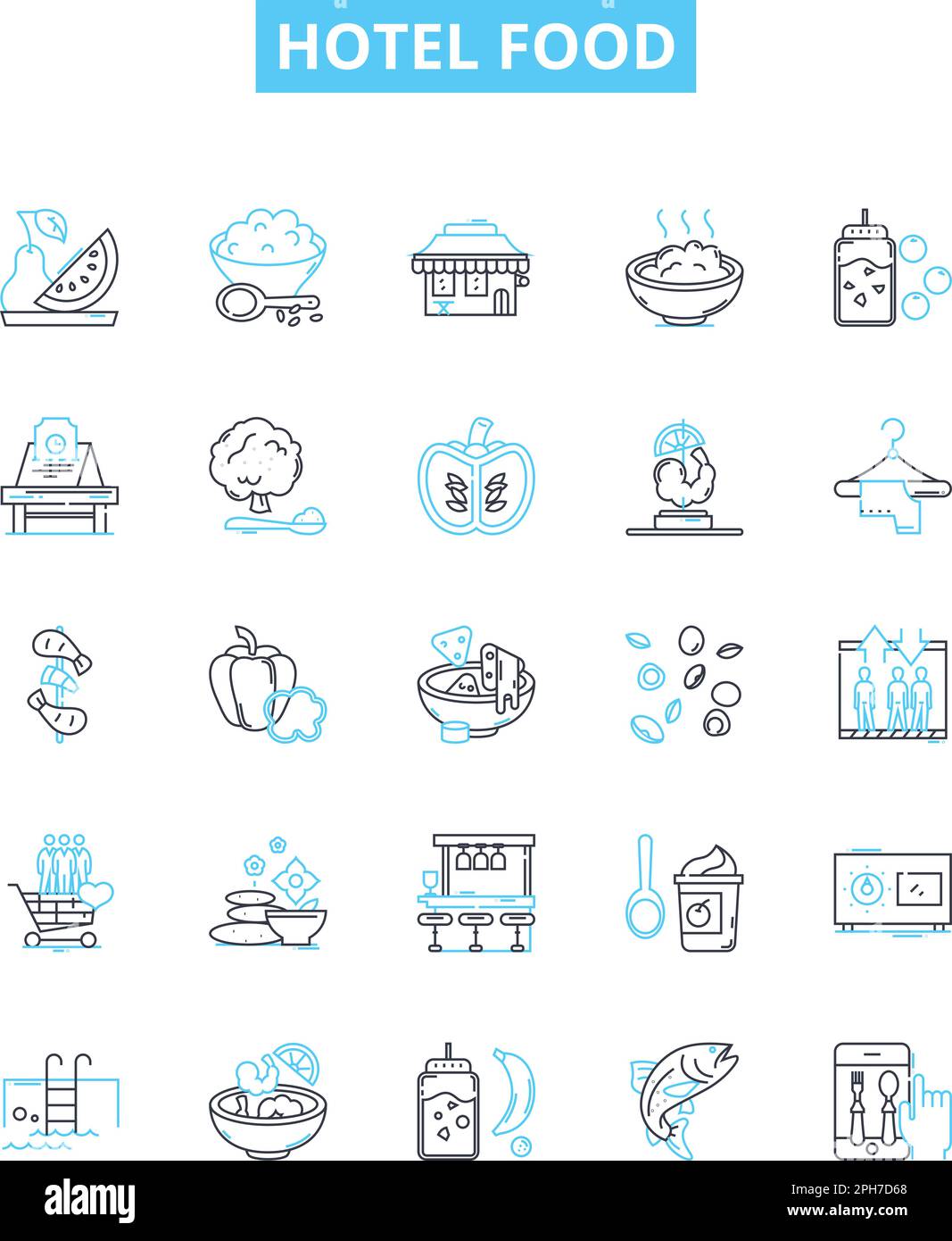 Hotel food vector line icons set. Hotel, Food, Cuisine, Menu, Dining ...