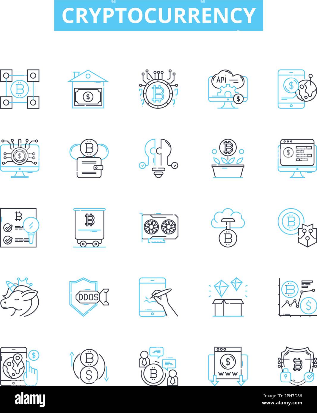 Cryptocurrency vector line icons set. Cryptocurrency, Crypto, Money ...
