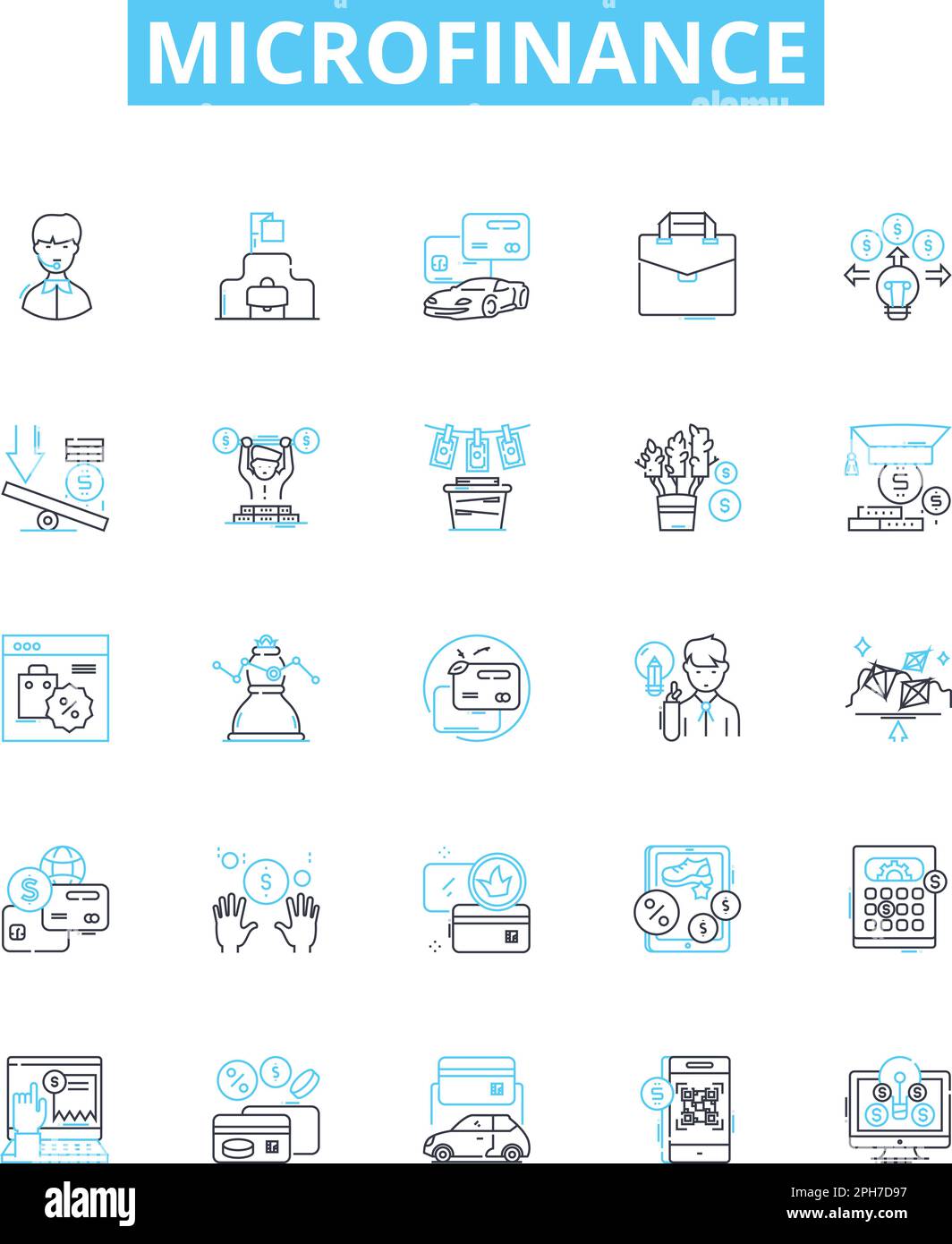 Microfinance vector line icons set. Microfinance, Loan, Finance ...
