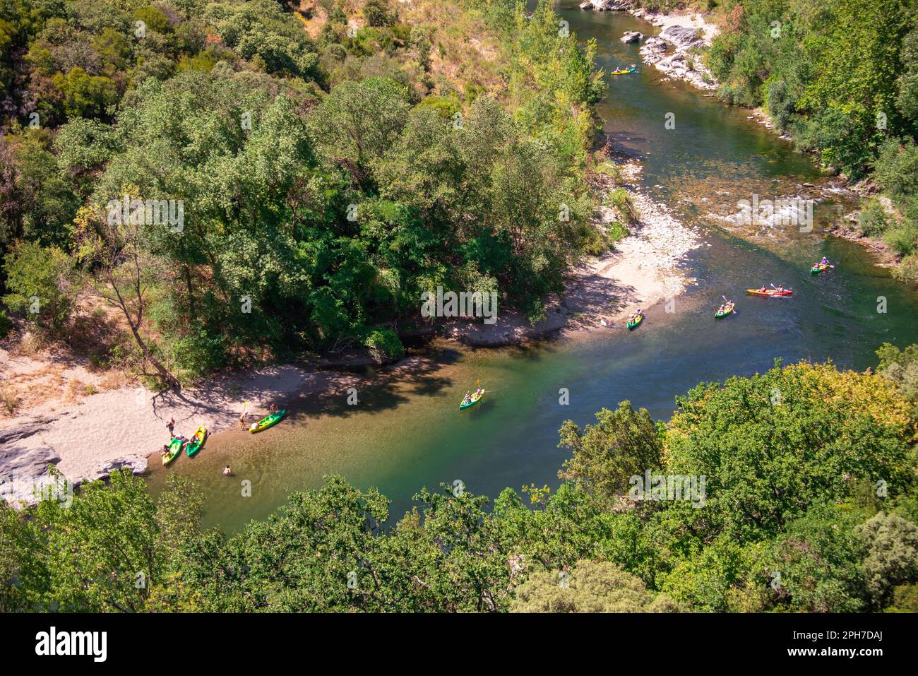 The river Orb in the Department Hérault is a popular spot for adventure ...