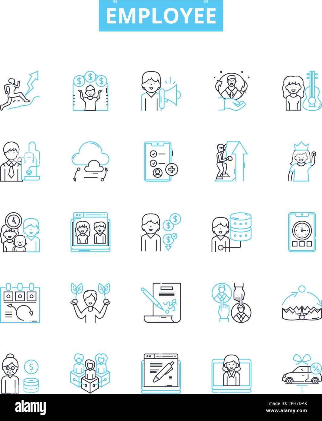 Employee vector line icons set. Worker, Staff, Personnel, Colleague ...