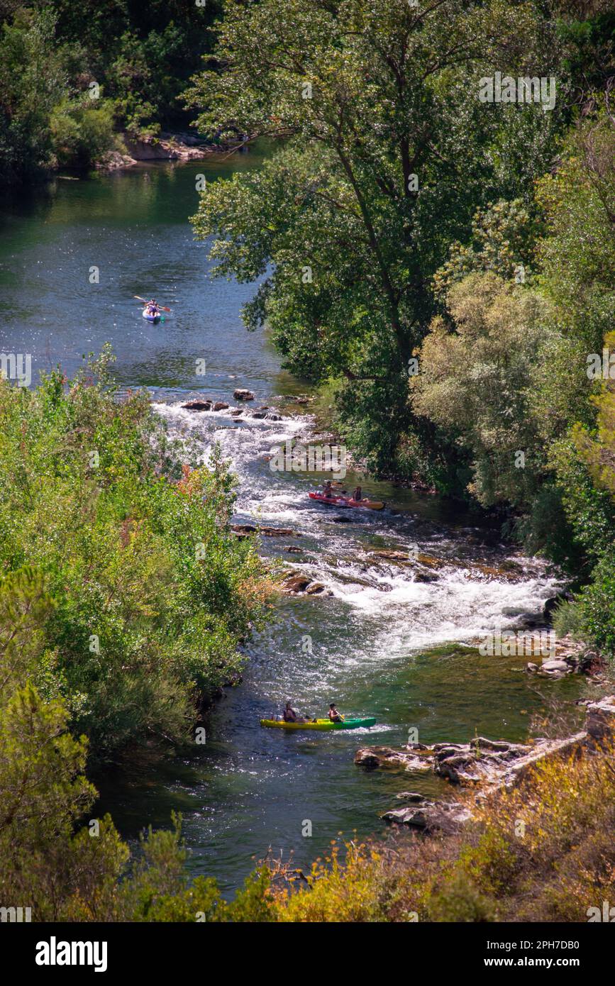 The river Orb in the Department Hérault is a popular spot for adventure ...