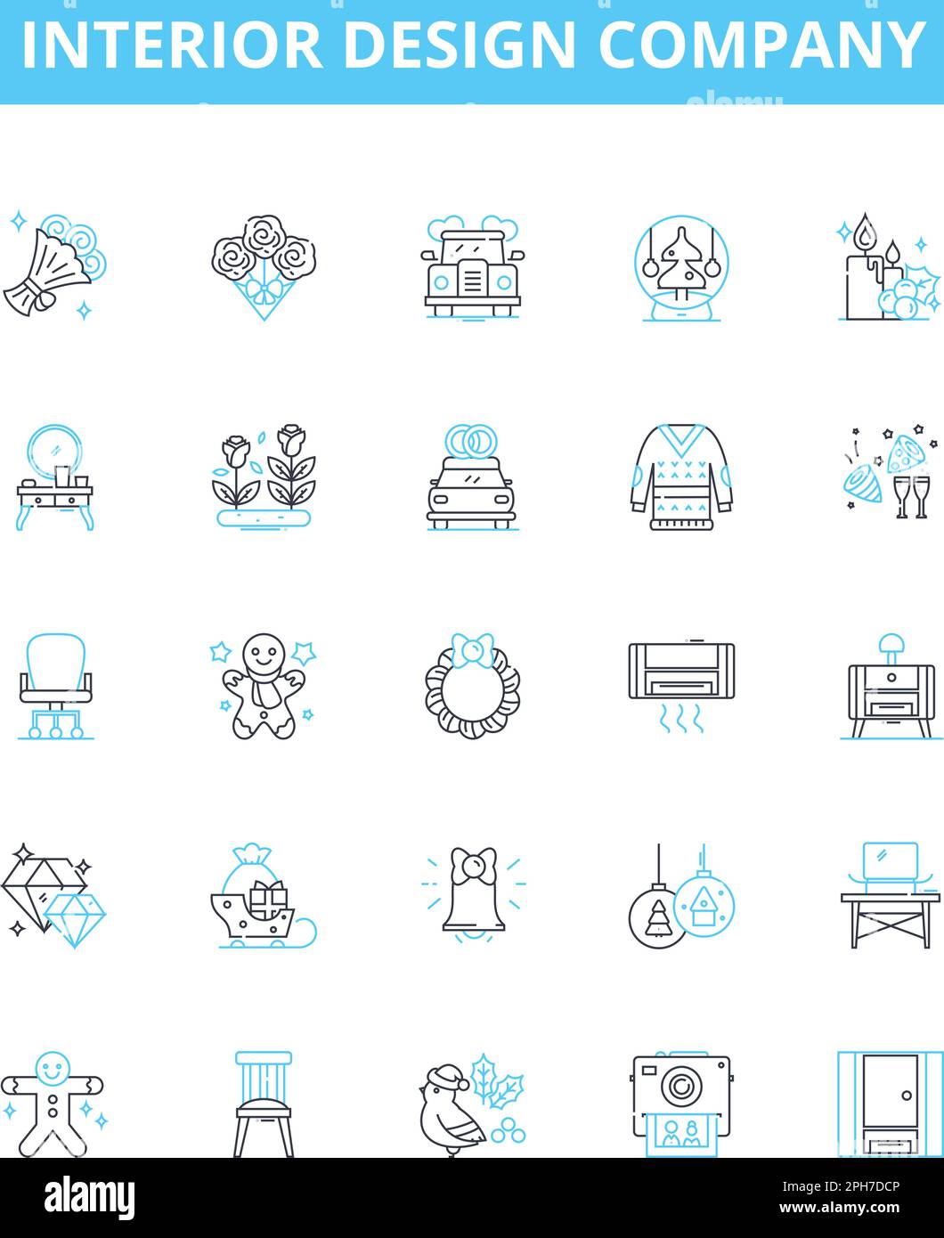 Interior design company vector line icons set. Interior, design ...