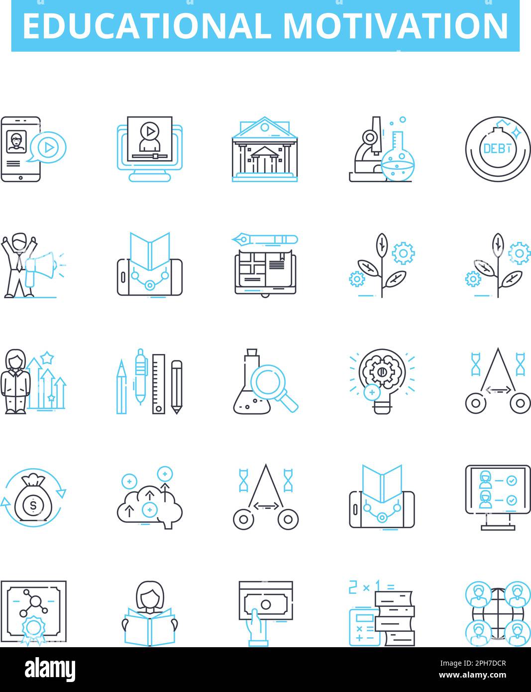 Educational motivation vector line icons set. Learning, Inspiration ... Educational motivation vector line icons set. Learning, Inspiration ...