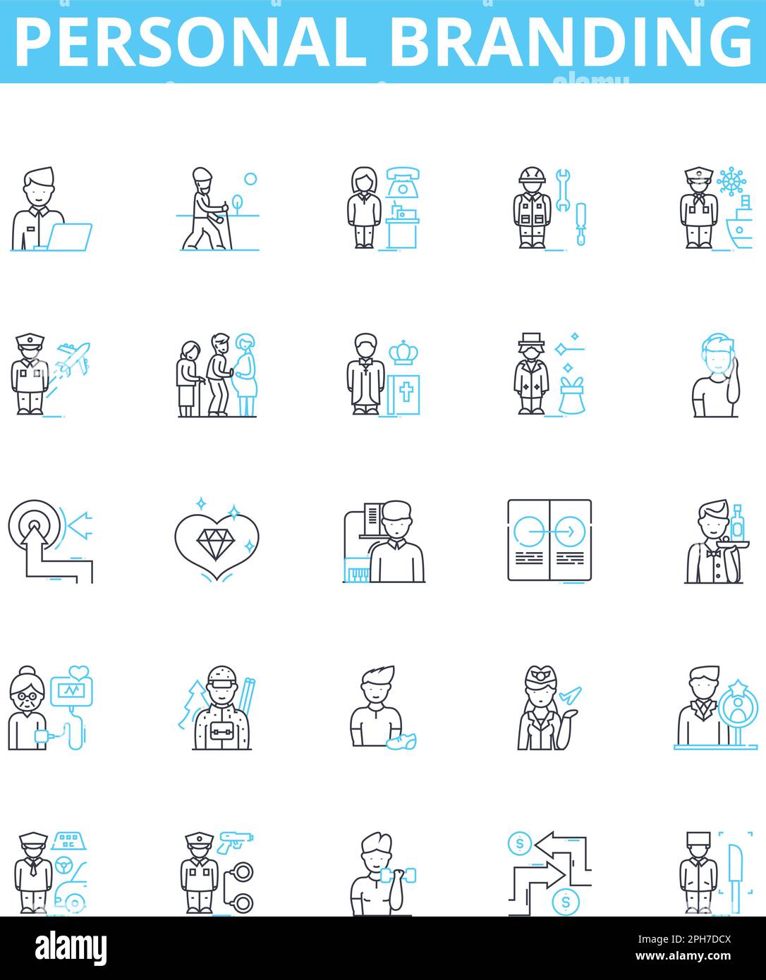 Personal branding vector line icons set. Self-promotion, Networking ...