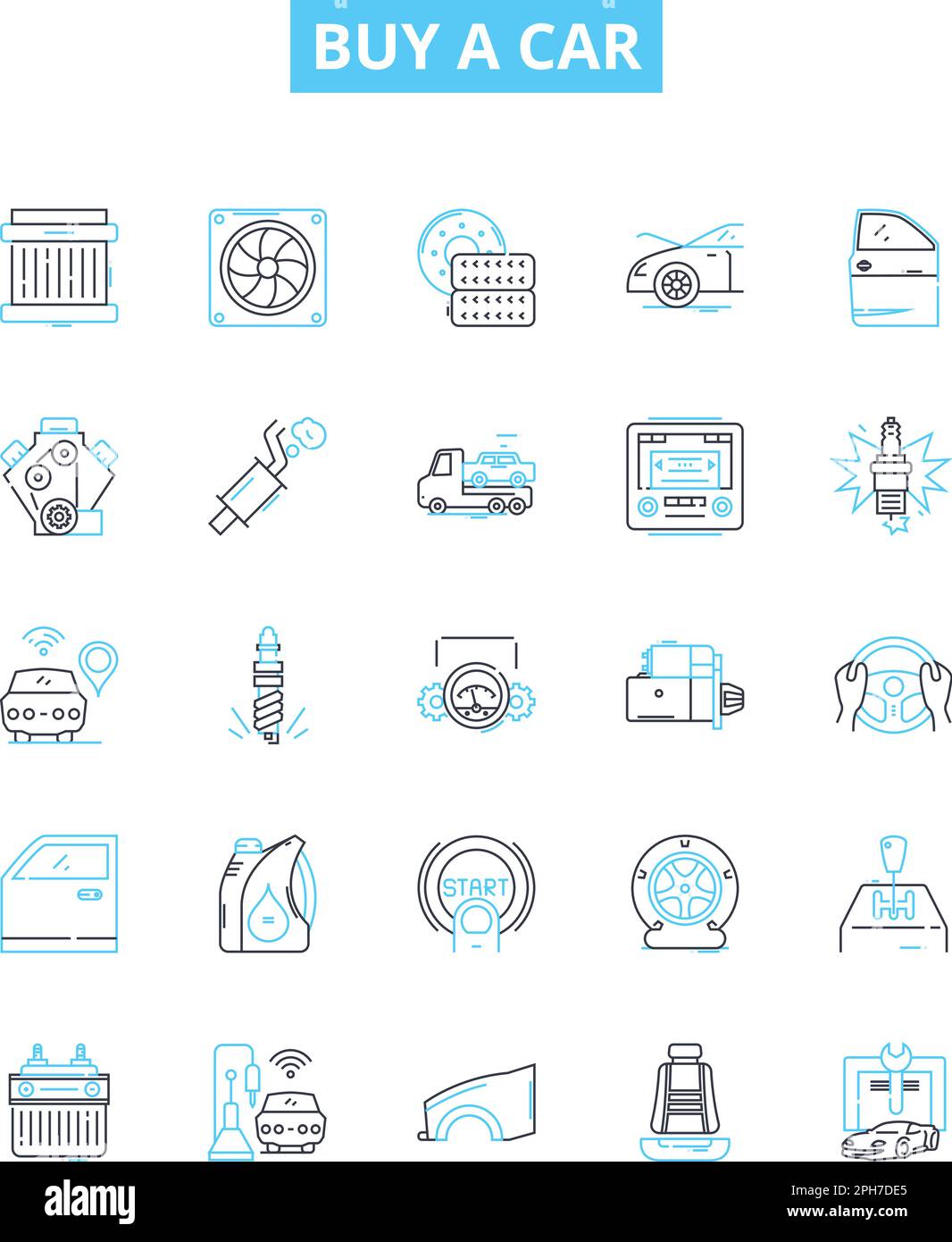 Buy a car vector line icons set. Budget, Financing, Loan, Credit, Lease ...