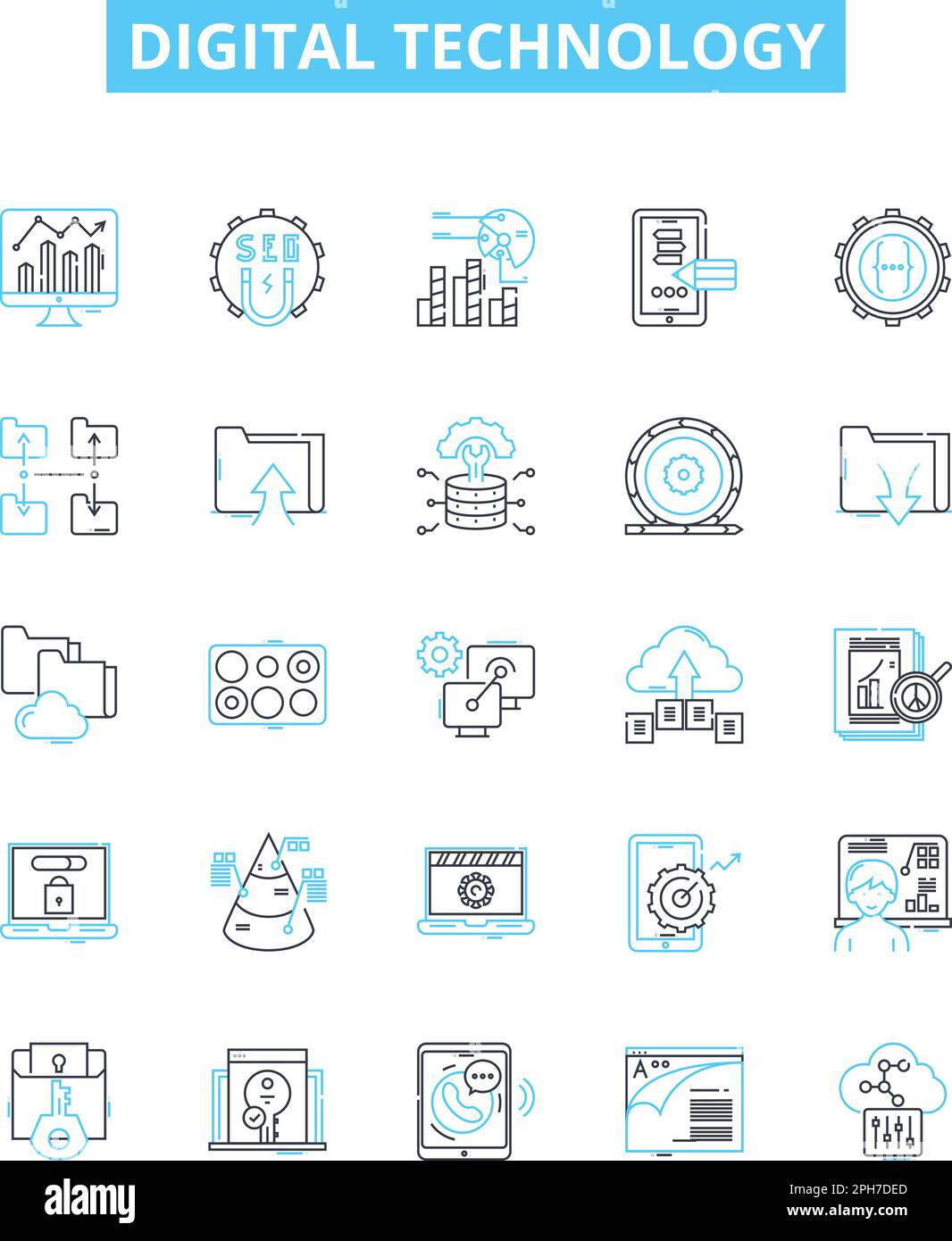 Digital technology vector line icons set. Digital, Technology, Computers, Technology, Internet ...