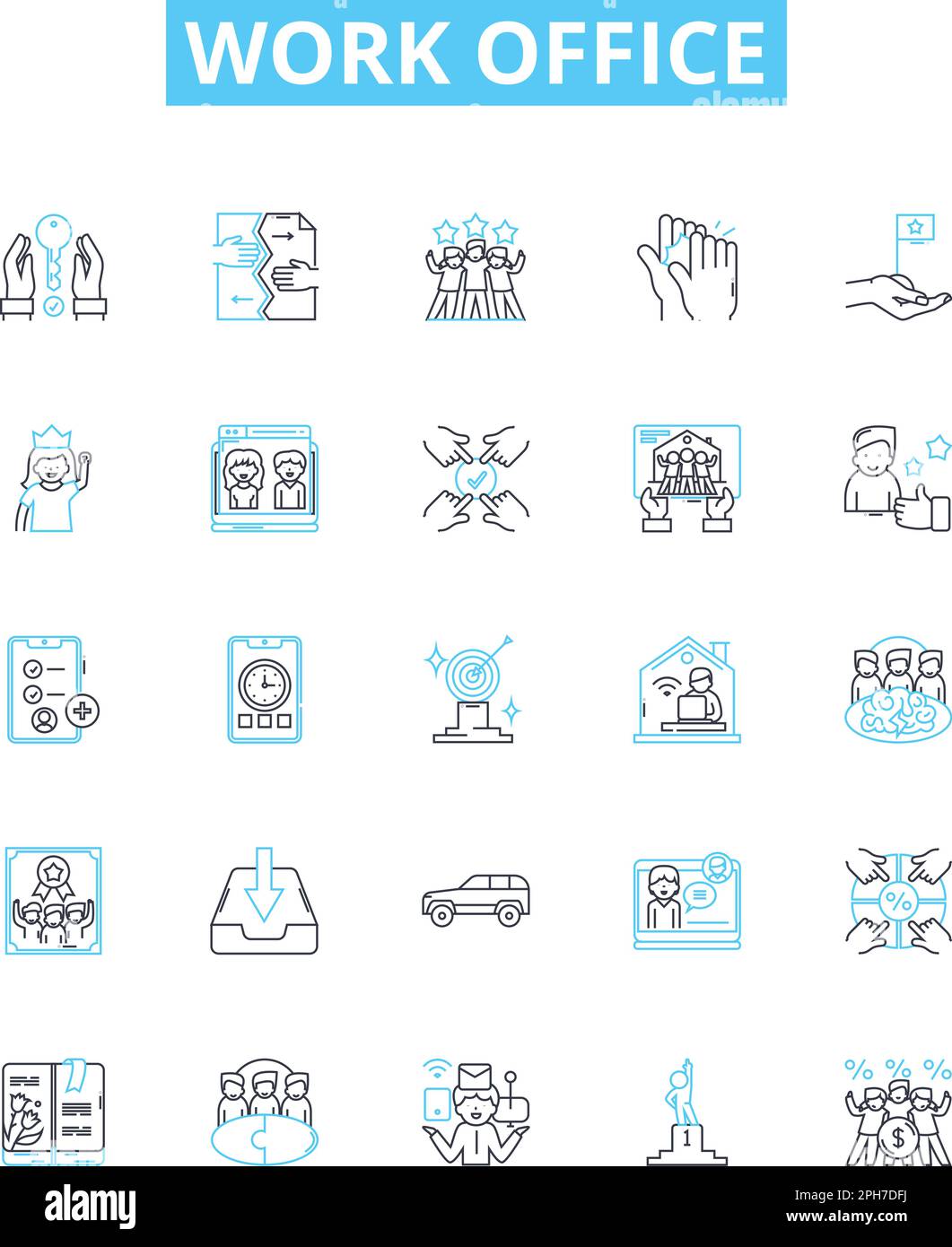 Work office vector line icons set. Workplace, Desk, Office, Computer ... Work office vector line icons set. Workplace, Desk, Office, Computer ...