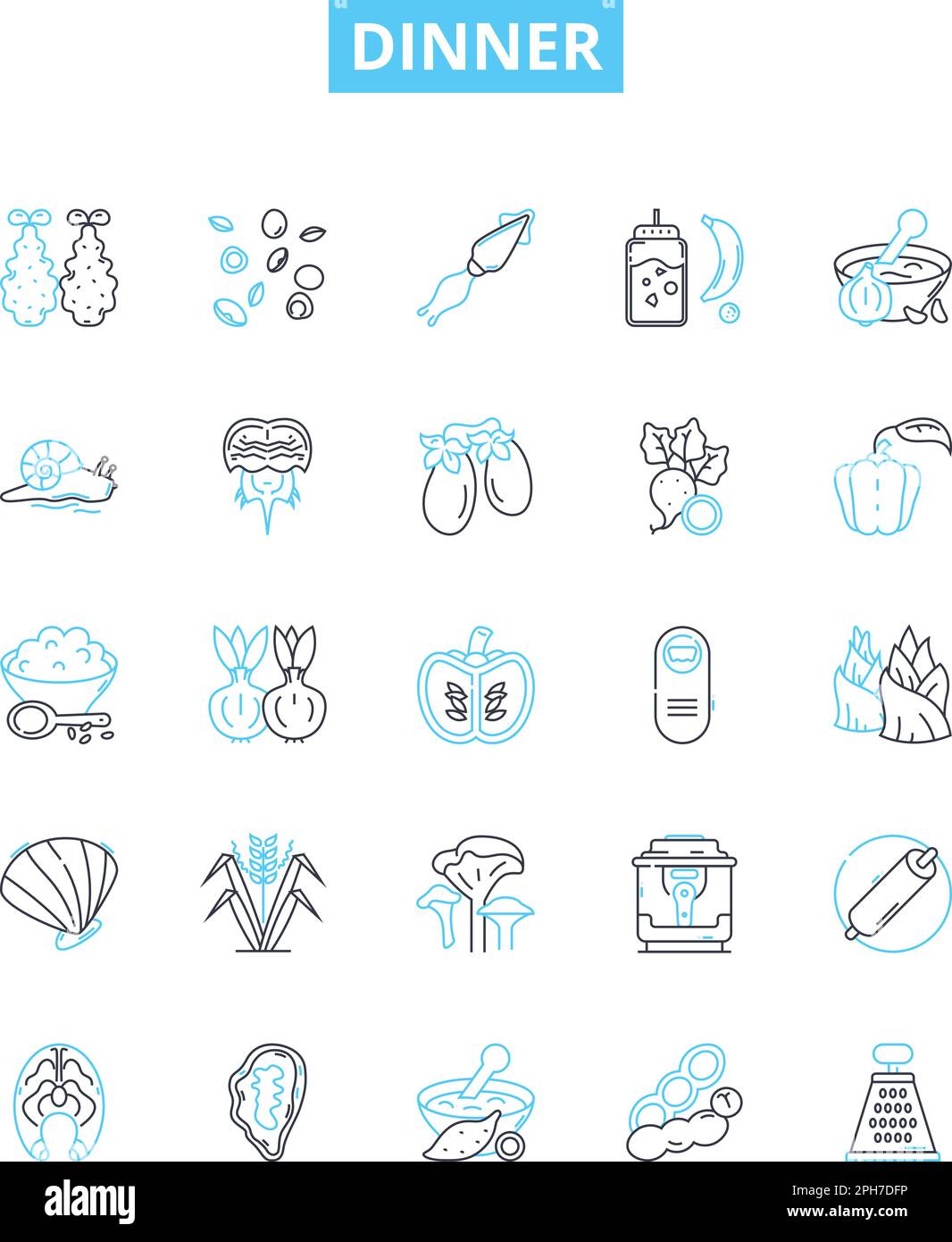 Dinner vector line icons set. Meal, Supper, Cuisine, Banquet, Dine ...