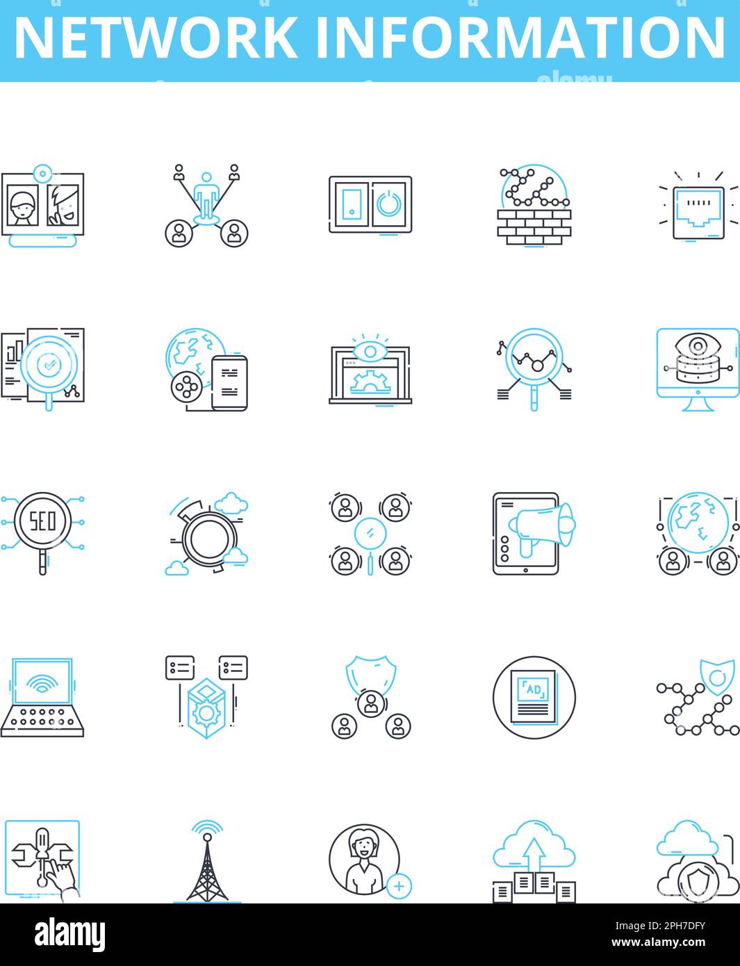Network Information Vector Line Icons Set Network Information Protocols Ethernet Wi Fi Lan