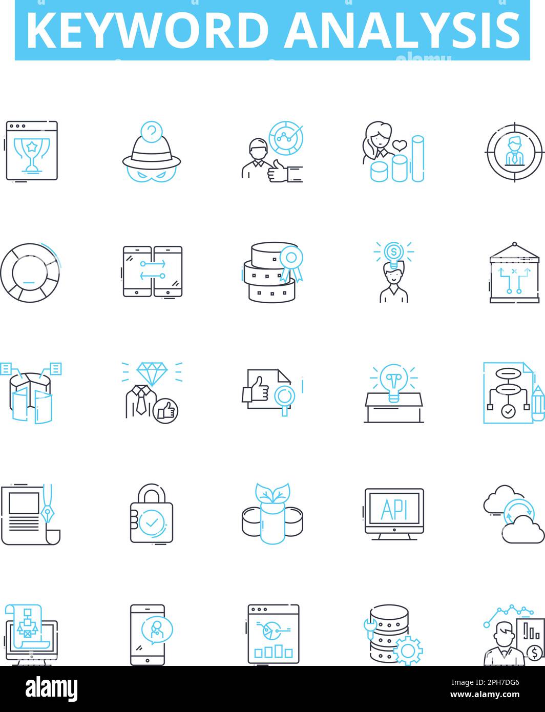 Keyword analysis vector line icons set. Keyword, Analysis, Research ...