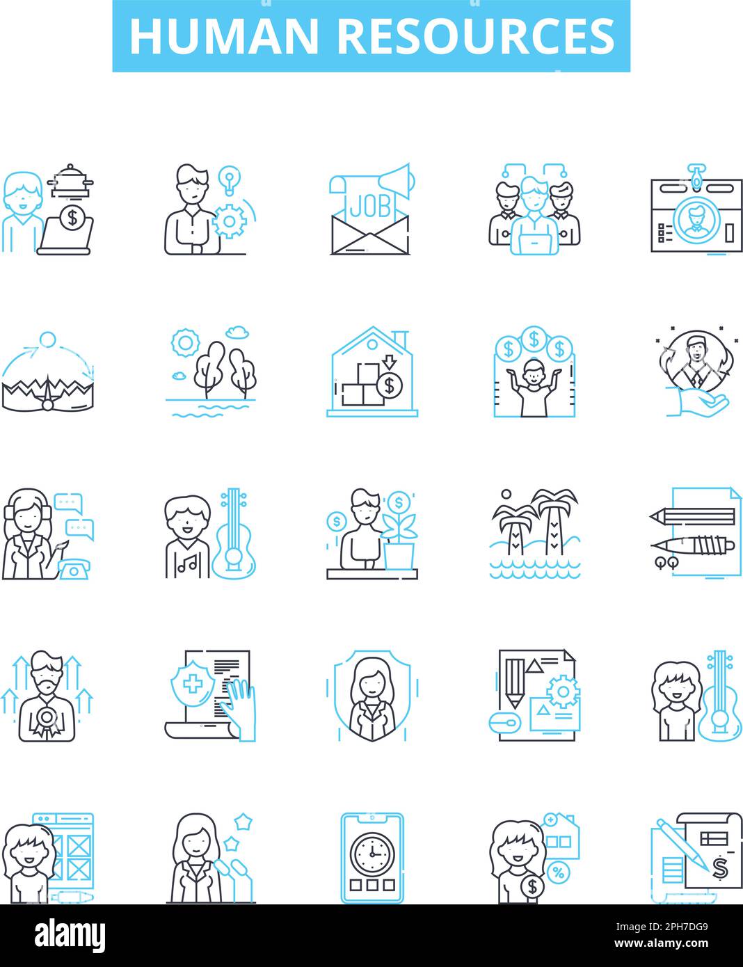 Human resources vector line icons set. Recruitment, Hiring, Job ...