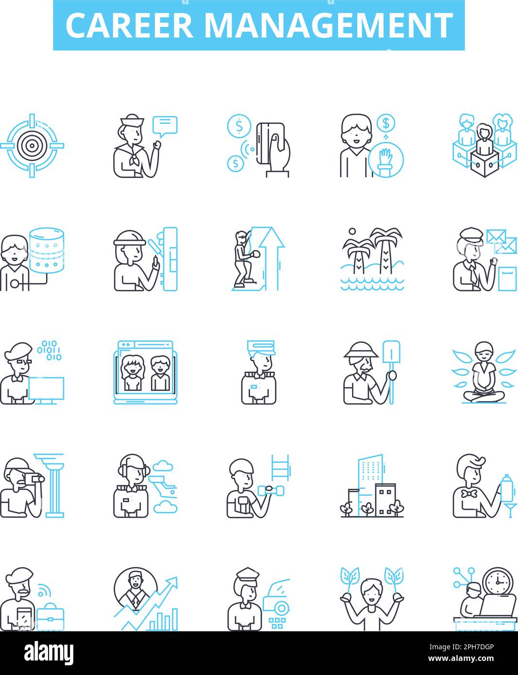 career management vector line icons set. Job, Search, Training ...