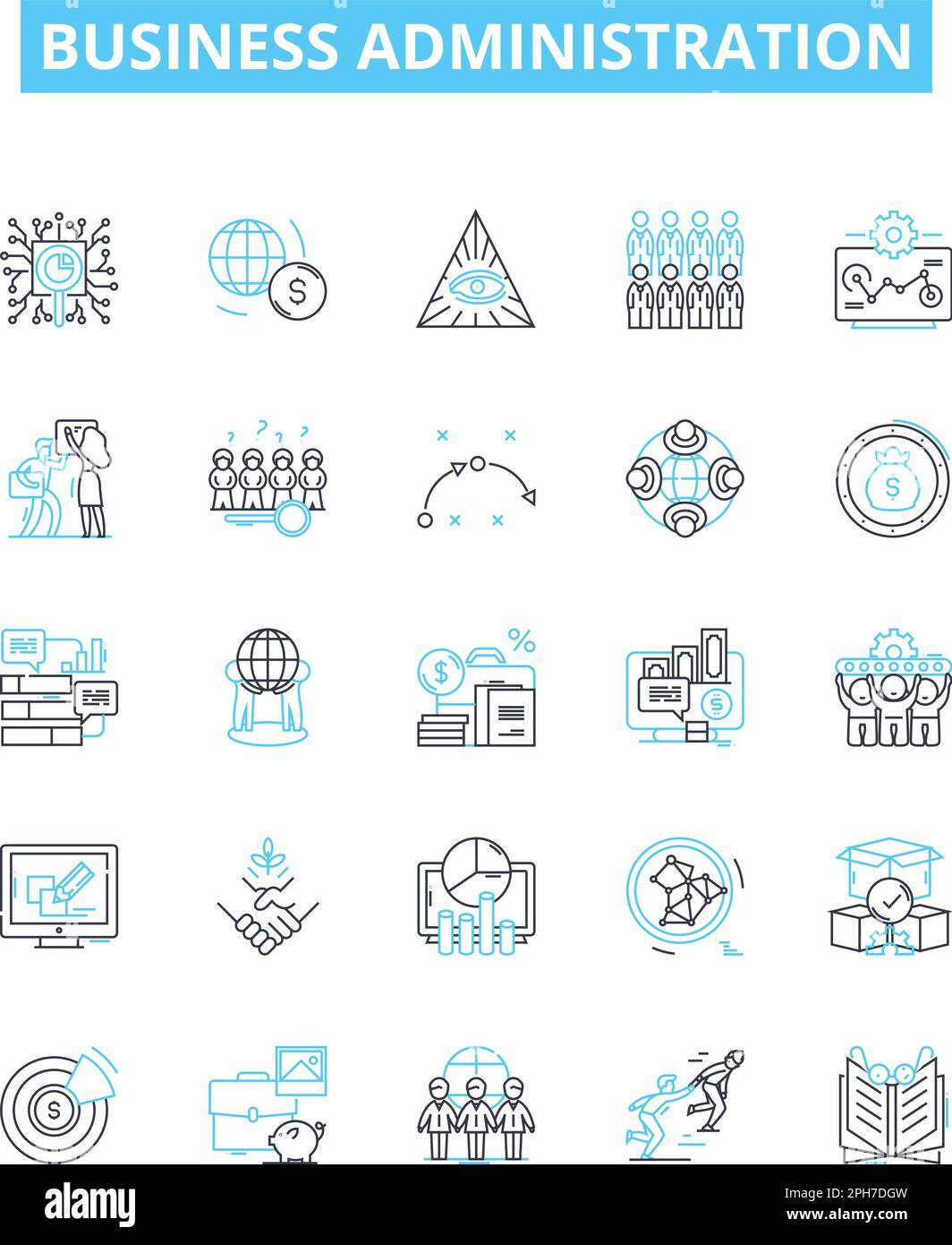Business administration vector line icons set. Management, Planning ...