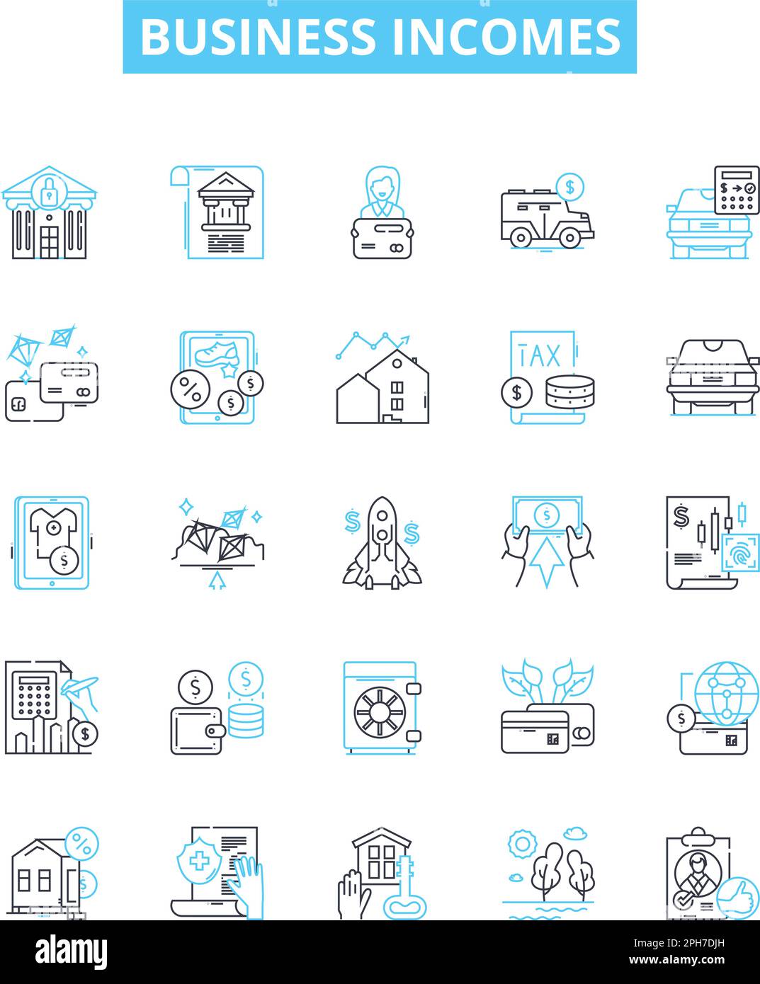 Business incomes vector line icons set. Profits, Revenues, Earnings ...