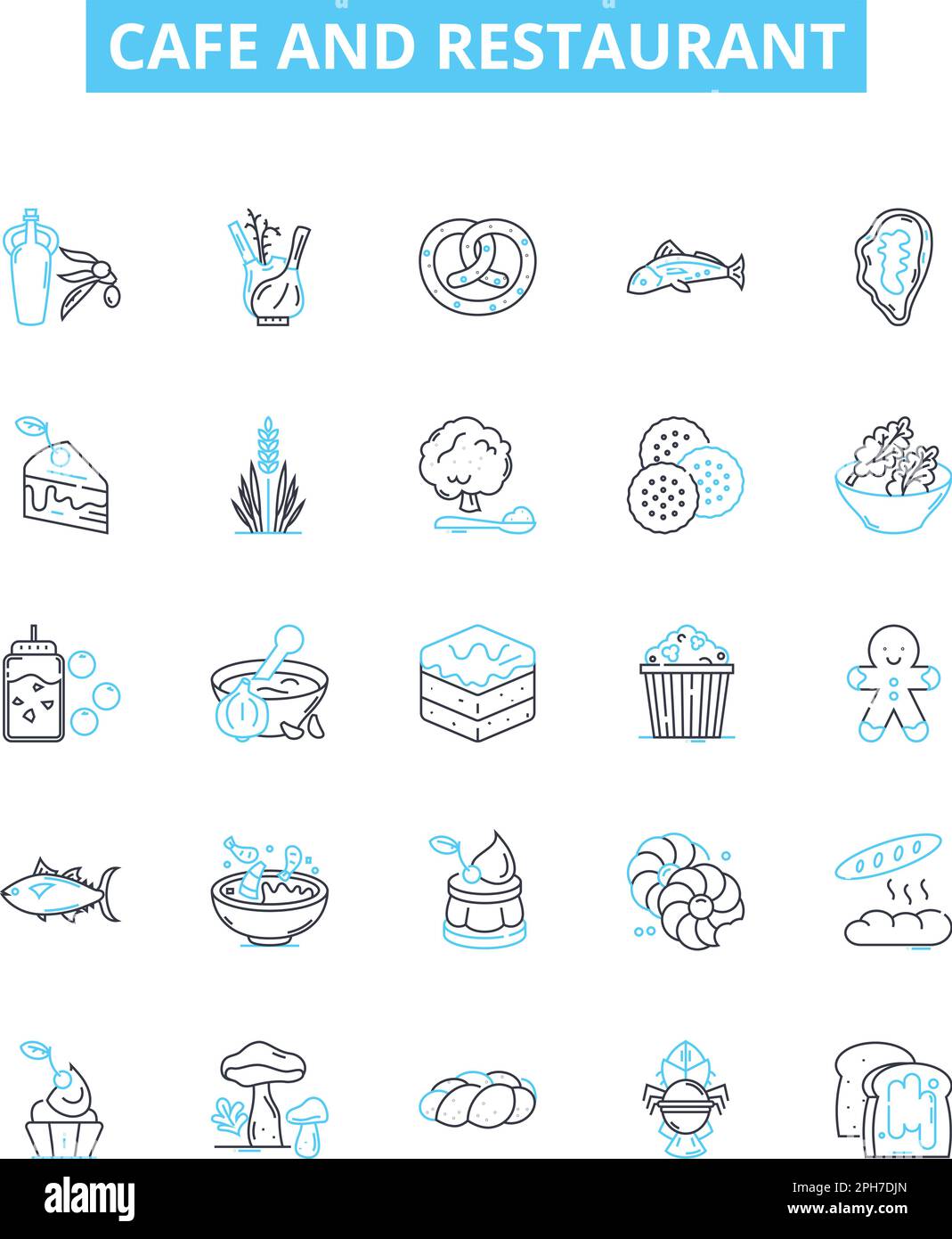 Cafe and restaurant vector line icons set. Location, Atmosphere, Menu ...