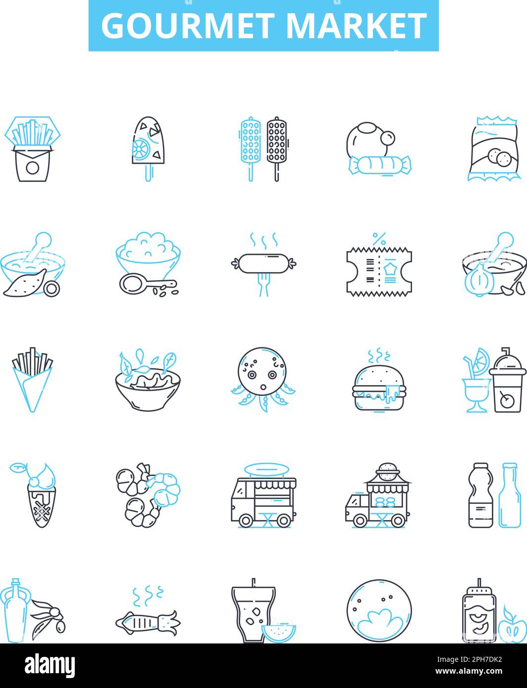 Gourmet market vector line icons set. Gourmet, Market, Delicatessen ...