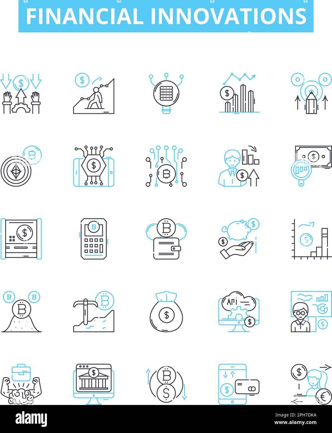 Financial innovations vector line icons set. Investment, Lending ...