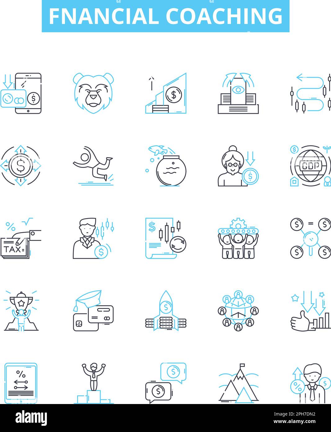 Fnancial coaching vector line icons set. Financial, Coaching, Budgeting ...