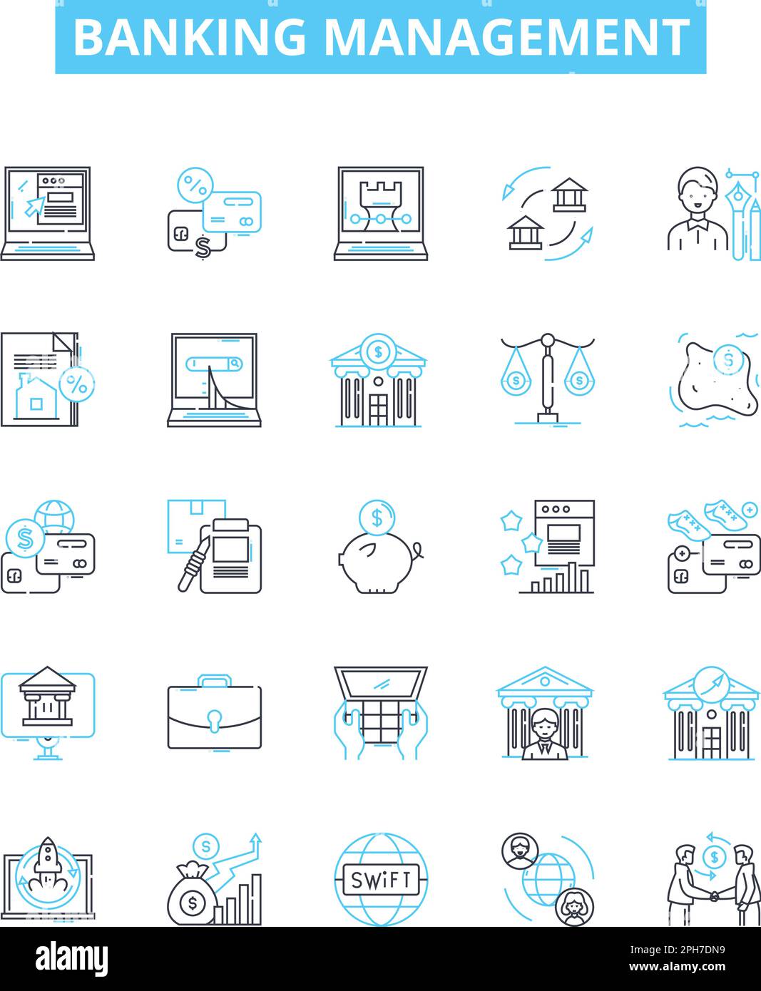 Banking management vector line icons set. Banking, Management ...