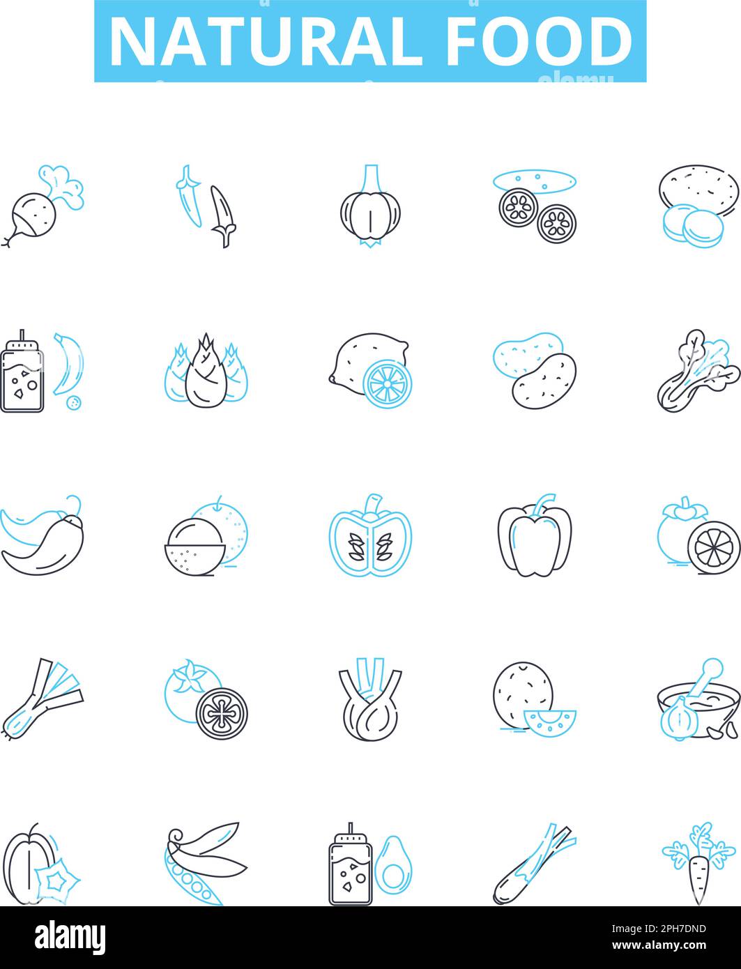 Natural food vector line icons set. Organic, Whole, Unprocessed, Fresh ...
